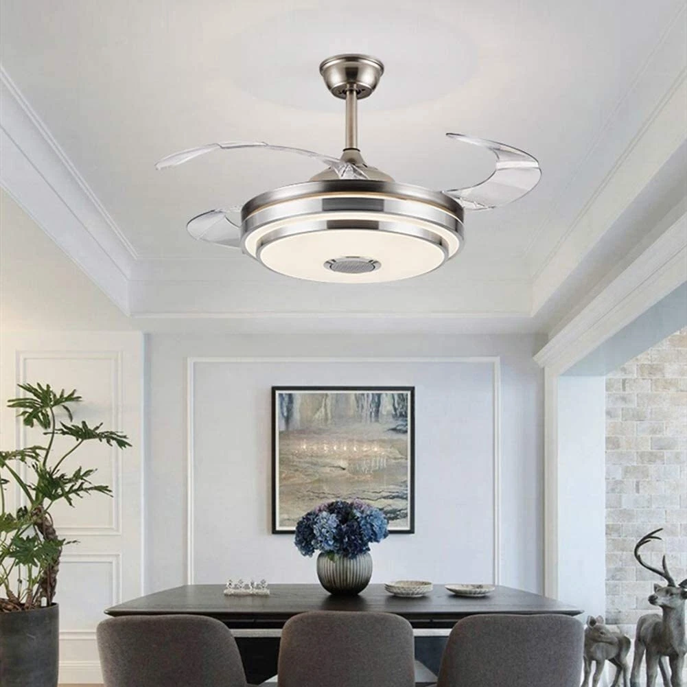 More Change 42" Invisible Ceiling Fans Smart Bluetooth Chandelier with ...