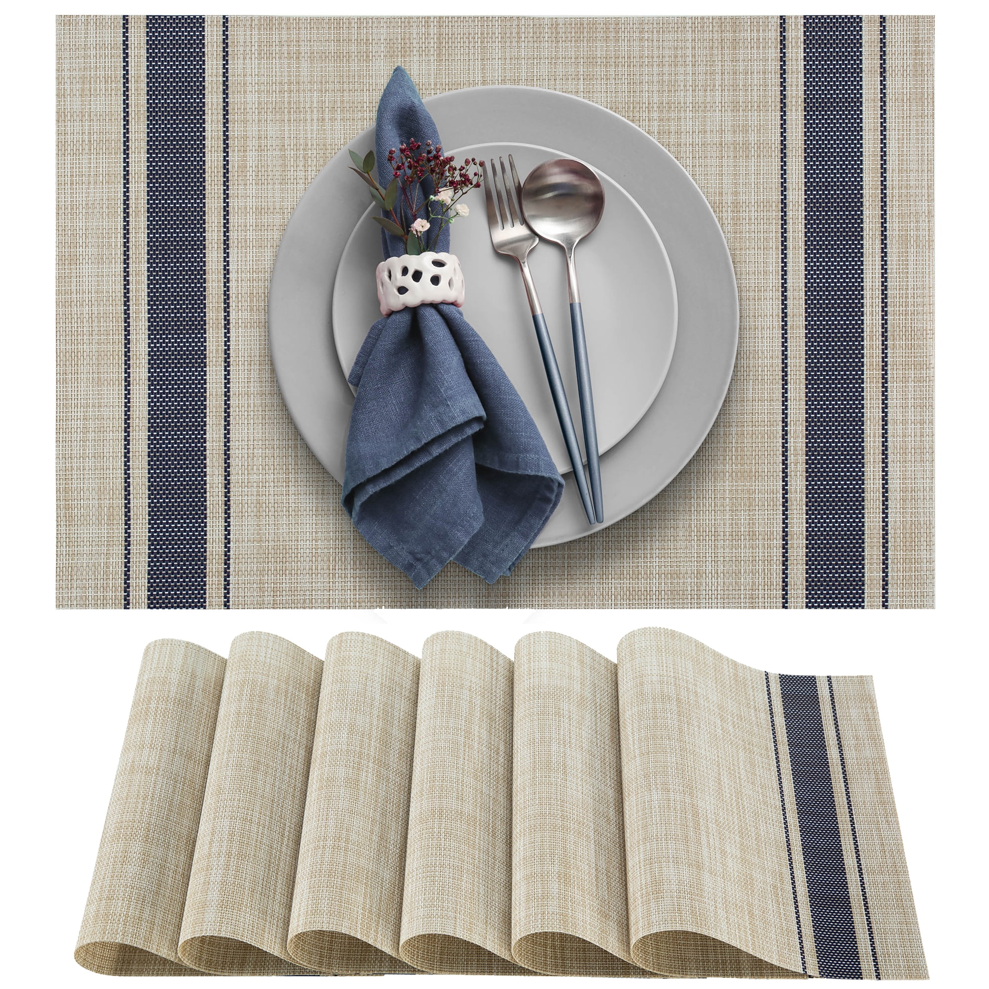 More Décor Dining Table Placemats, Washable Heat-Resistant PVC Vinyl ...