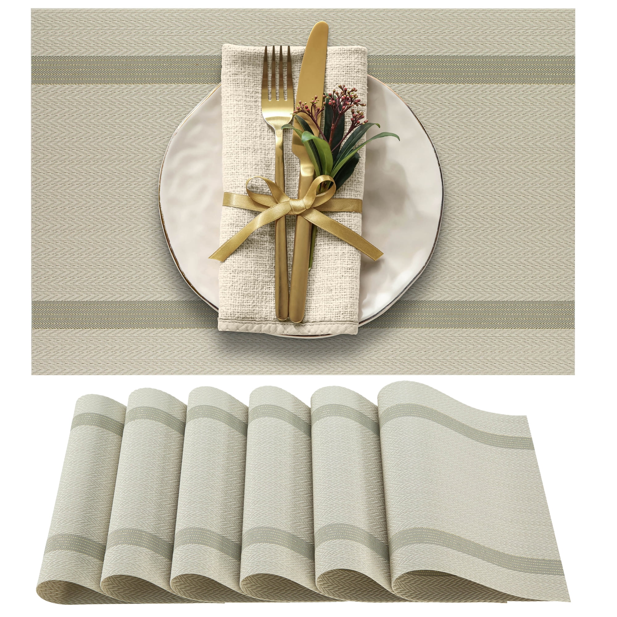 More Décor Dining Table Placemats, Washable Heat-Resistant PVC Vinyl ...
