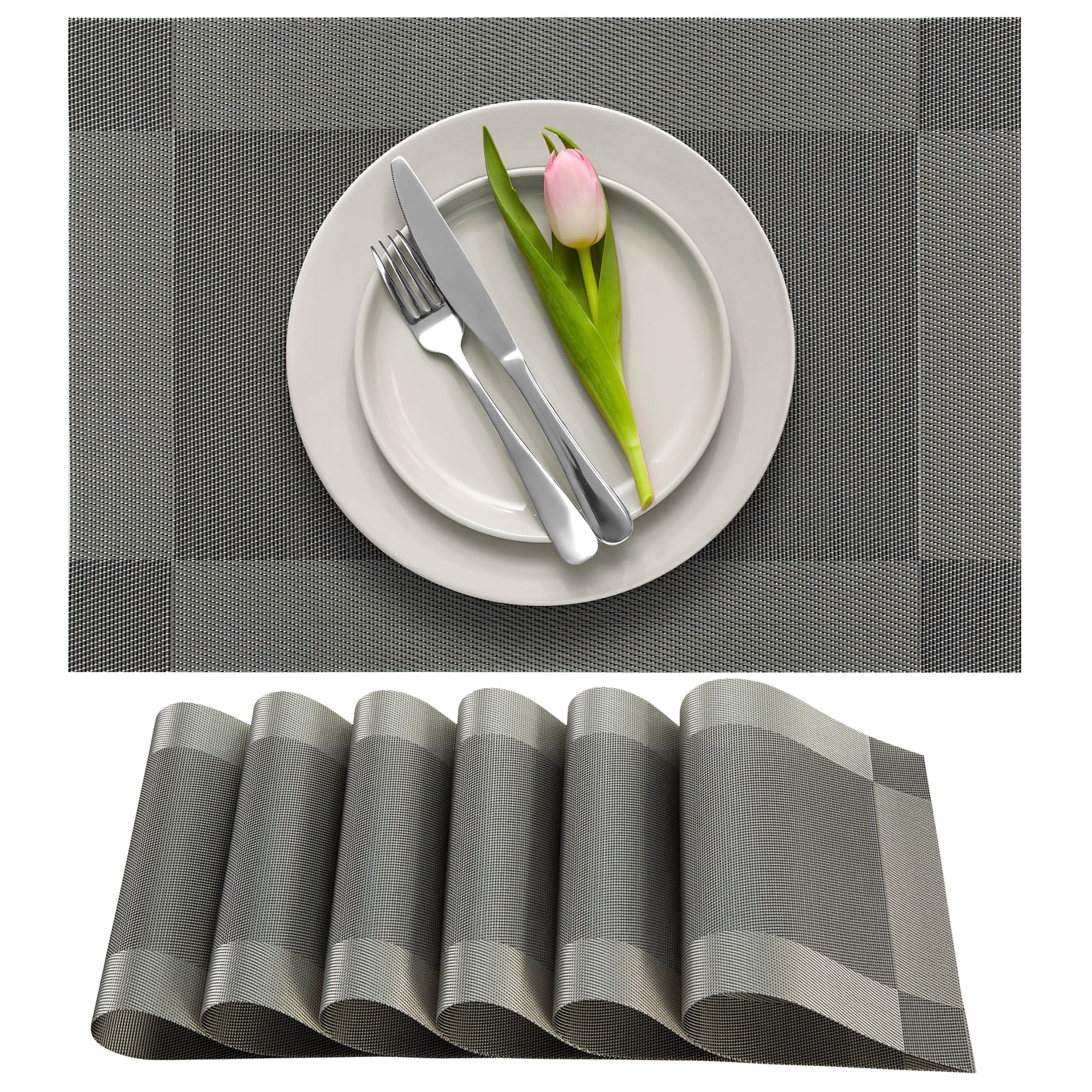 More Décor Dining Table Placemats, Washable Heat-Resistant PVC Vinyl ...