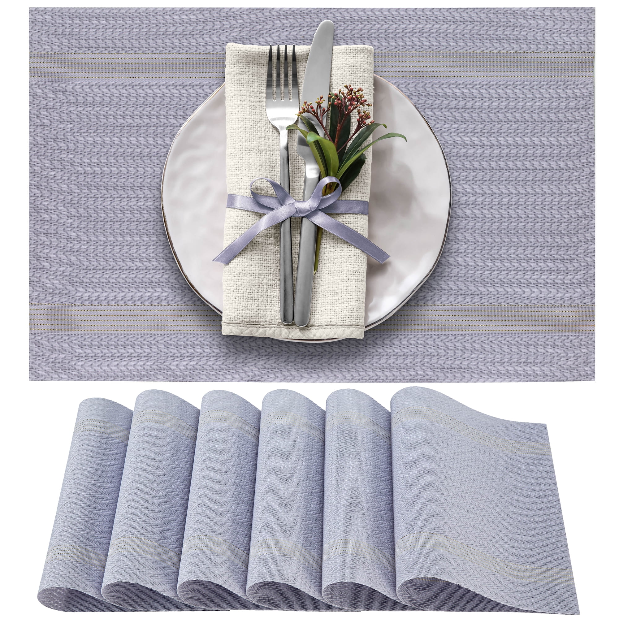 More Décor Dining Table Placemats, Washable Heat-Resistant PVC Vinyl ...