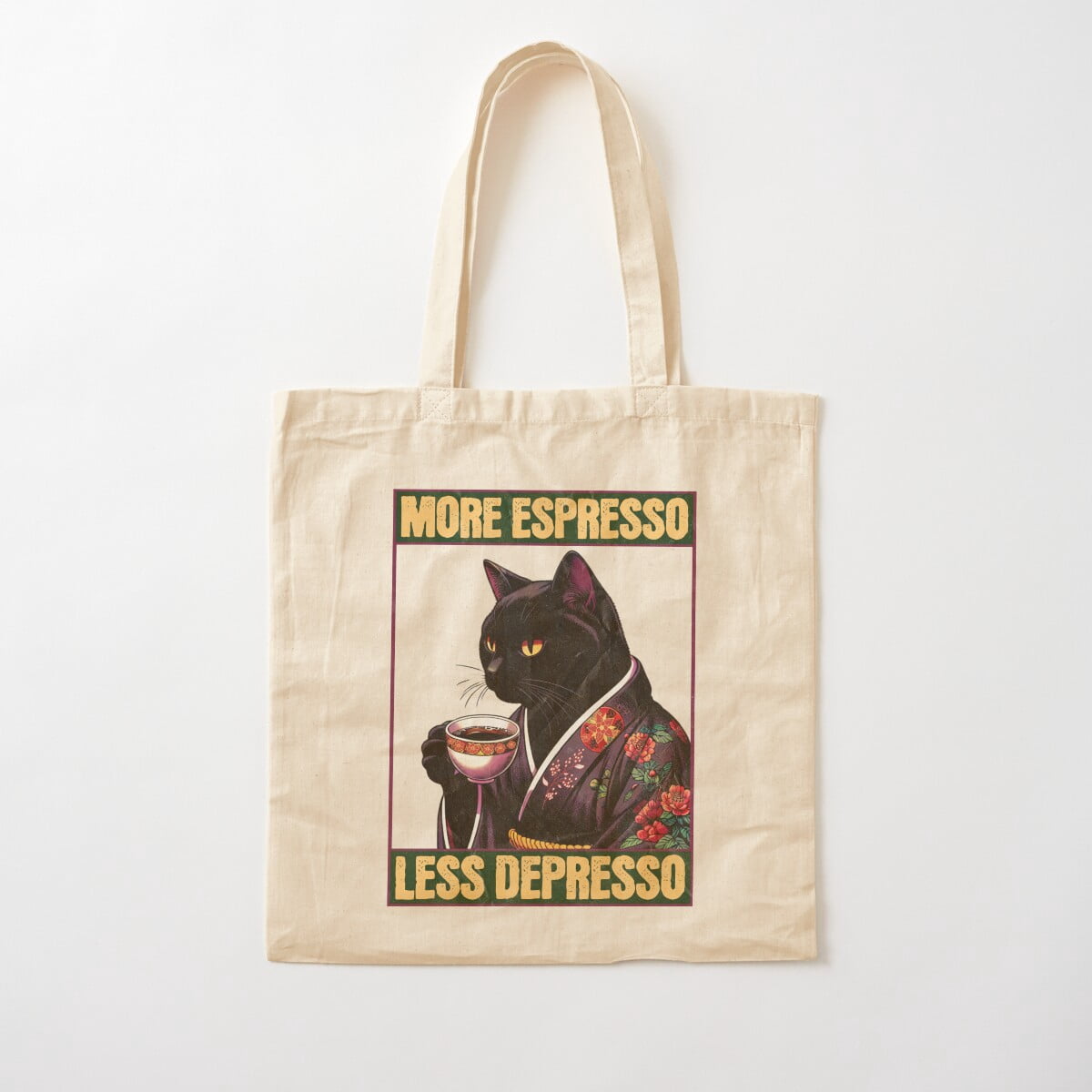 More Espresso Less Depresso Meme - Funny Coffee Cat Vintage Poster ...