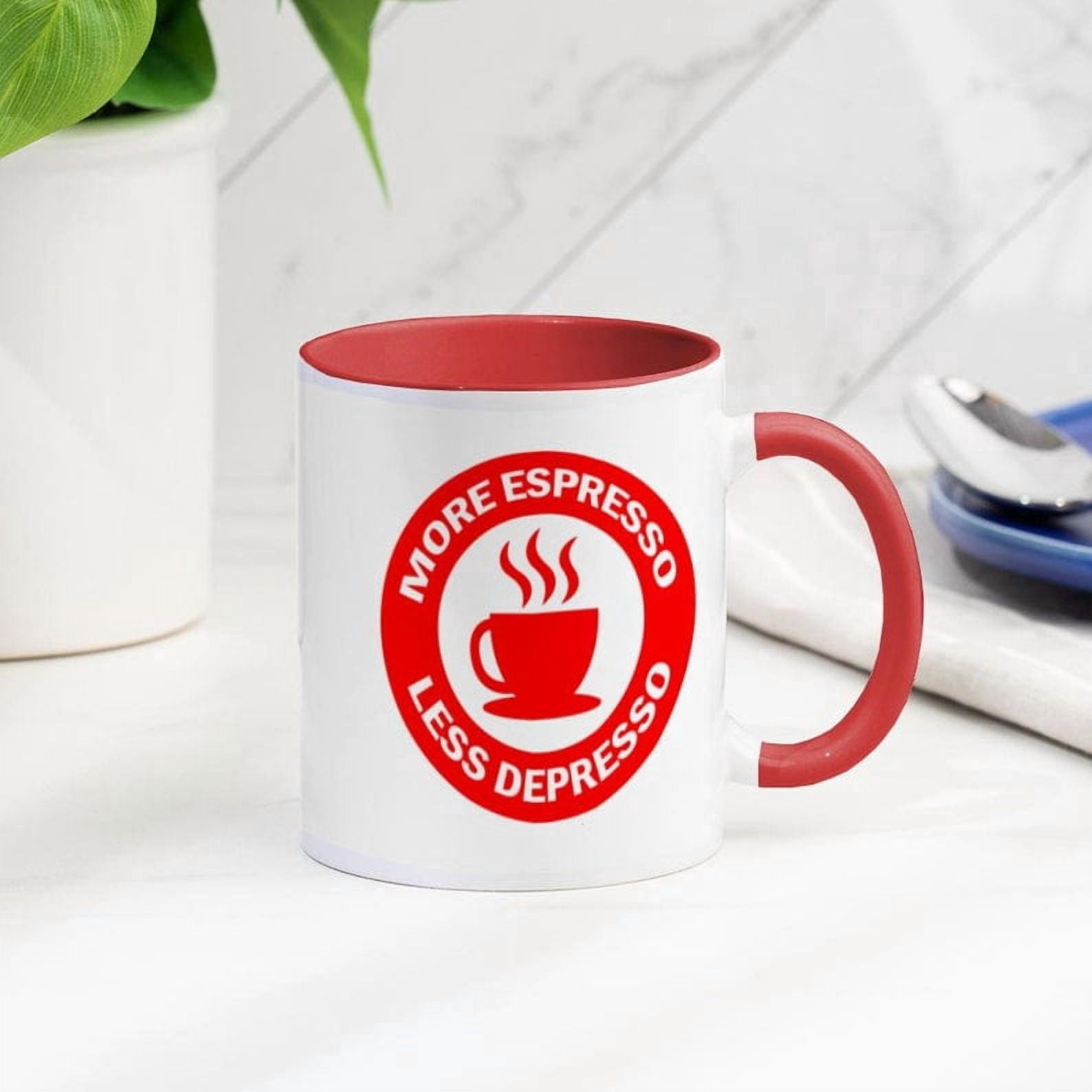 More ExpresS1o Less d1epresS1o Novelty Coffee Mug Choice of mug colours ...