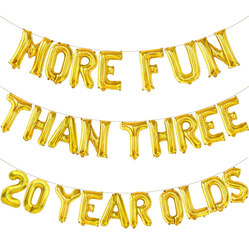 More Fun Than Three 20 Year BSL1 Olds Gold Balloons, Big 16 Inch Happy ...