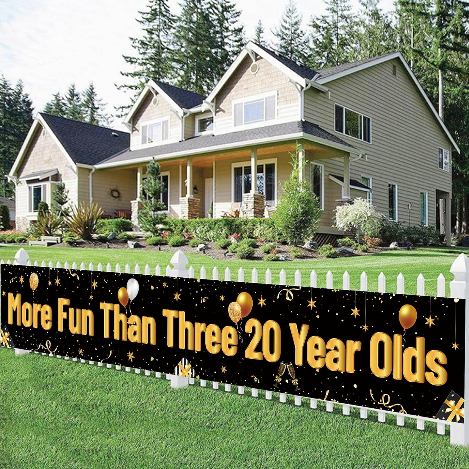 More Fun Than Three 20 Year Olds Banner for 60th Birthday Decorations ...