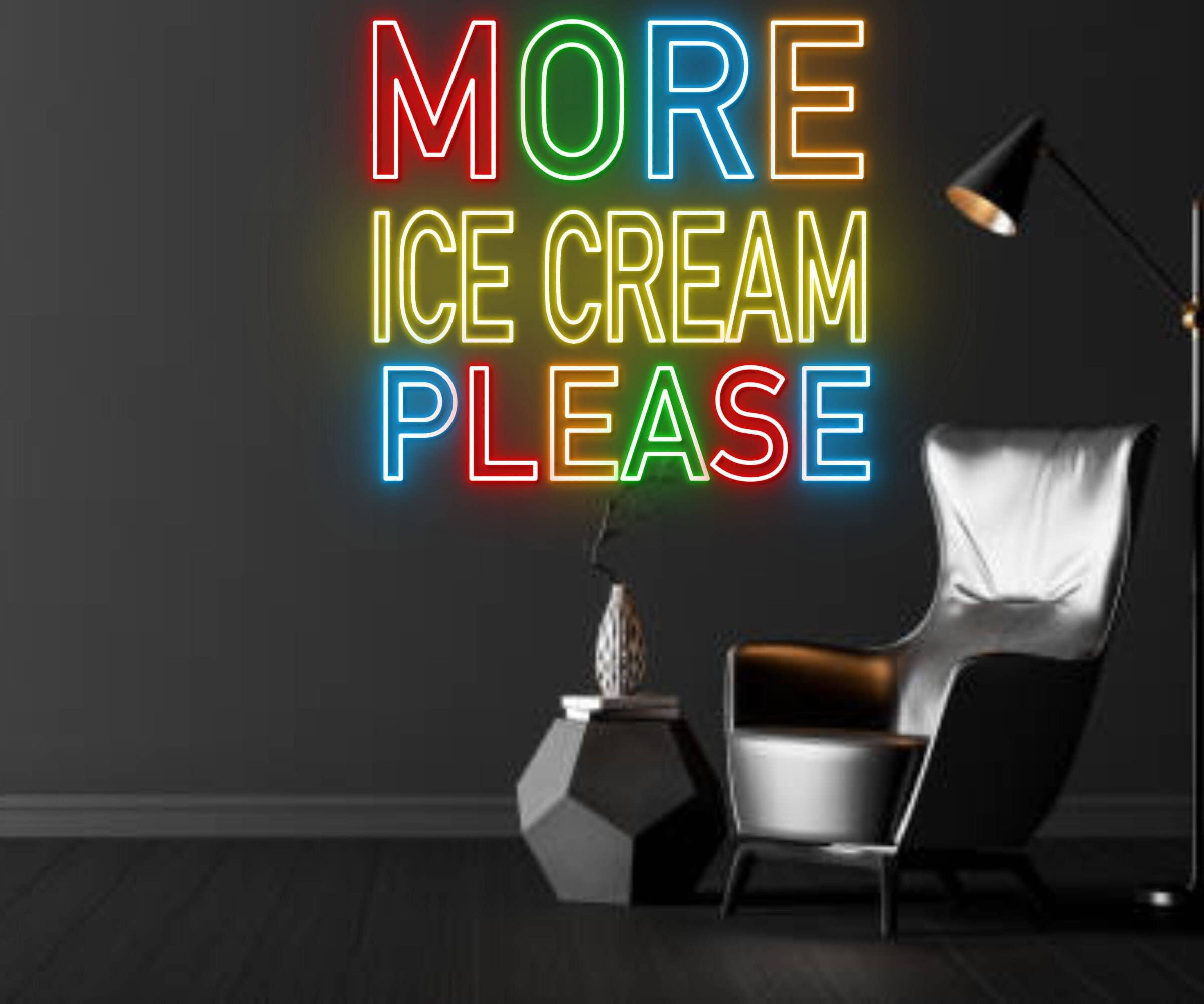 More Ice Cream Please Neon Sign, Ice Cream parlor Wall Art - Walmart.com