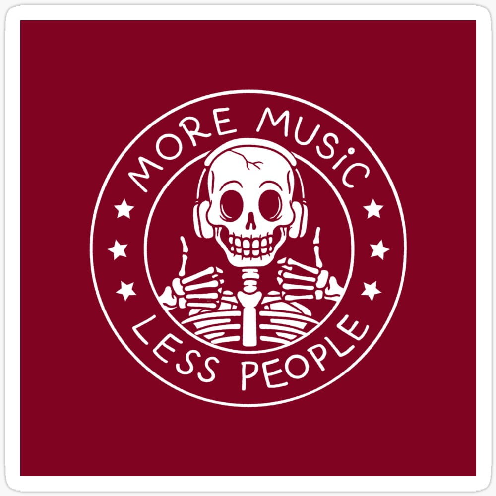More Music Less People Magenta Sticker Phone Decal Water Bottle ...