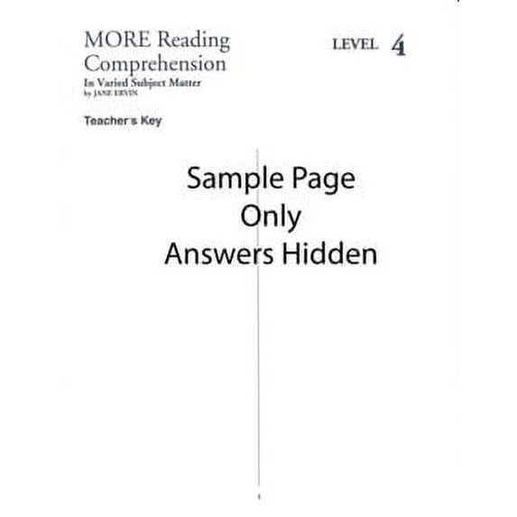 More Reading Comprehension Level 4, Grade 12, Teacher's Key (Homeschool ...