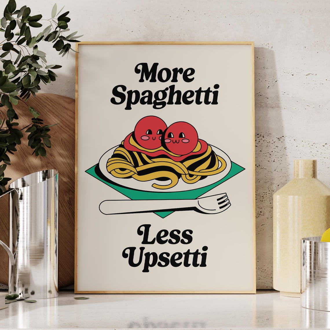 More Spaghetti Less Upsetti Retro Kitchen Art, Unframed Paper Print ...