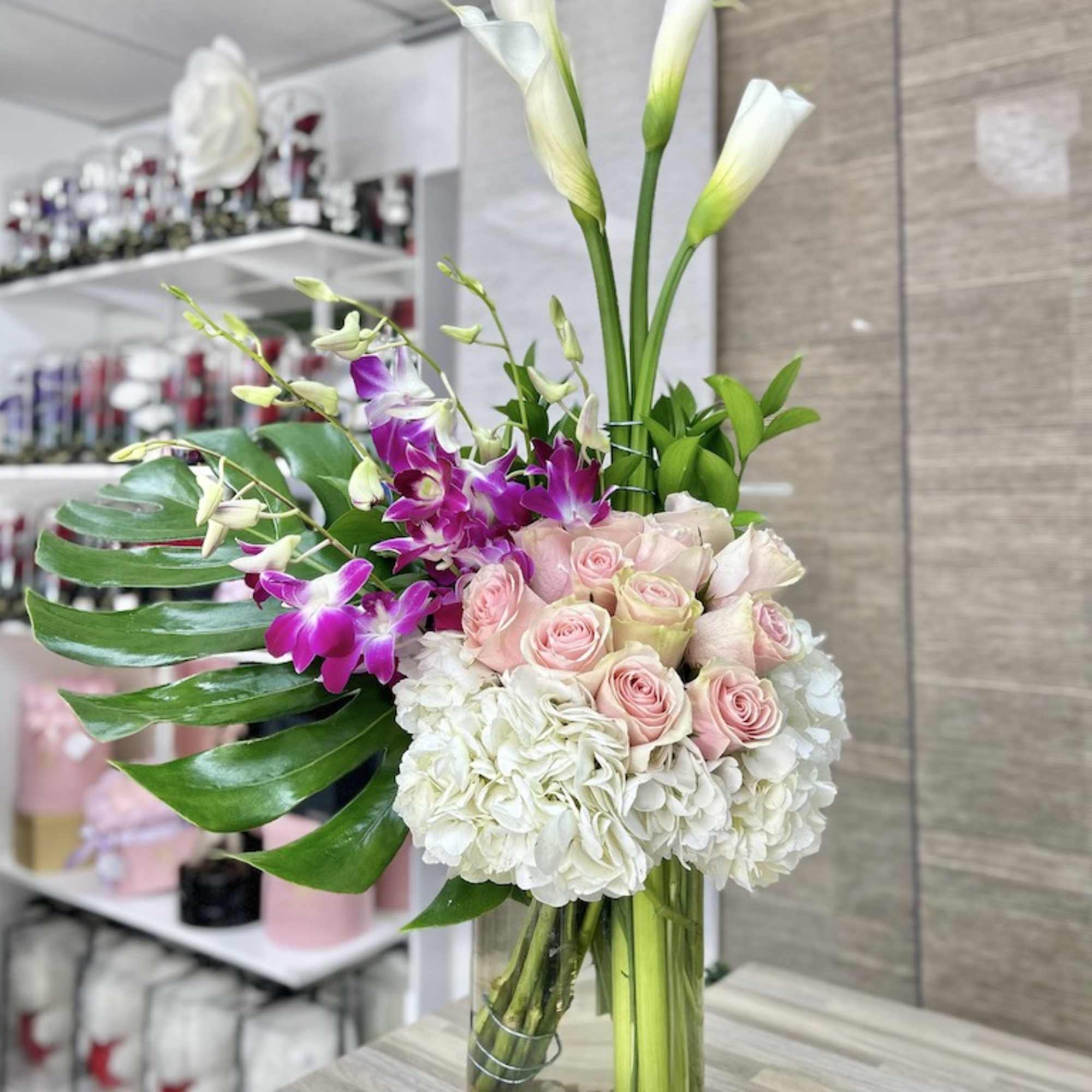 More Than Flowers Art Deco Flower Arrangement - Light Pink - Standard ...