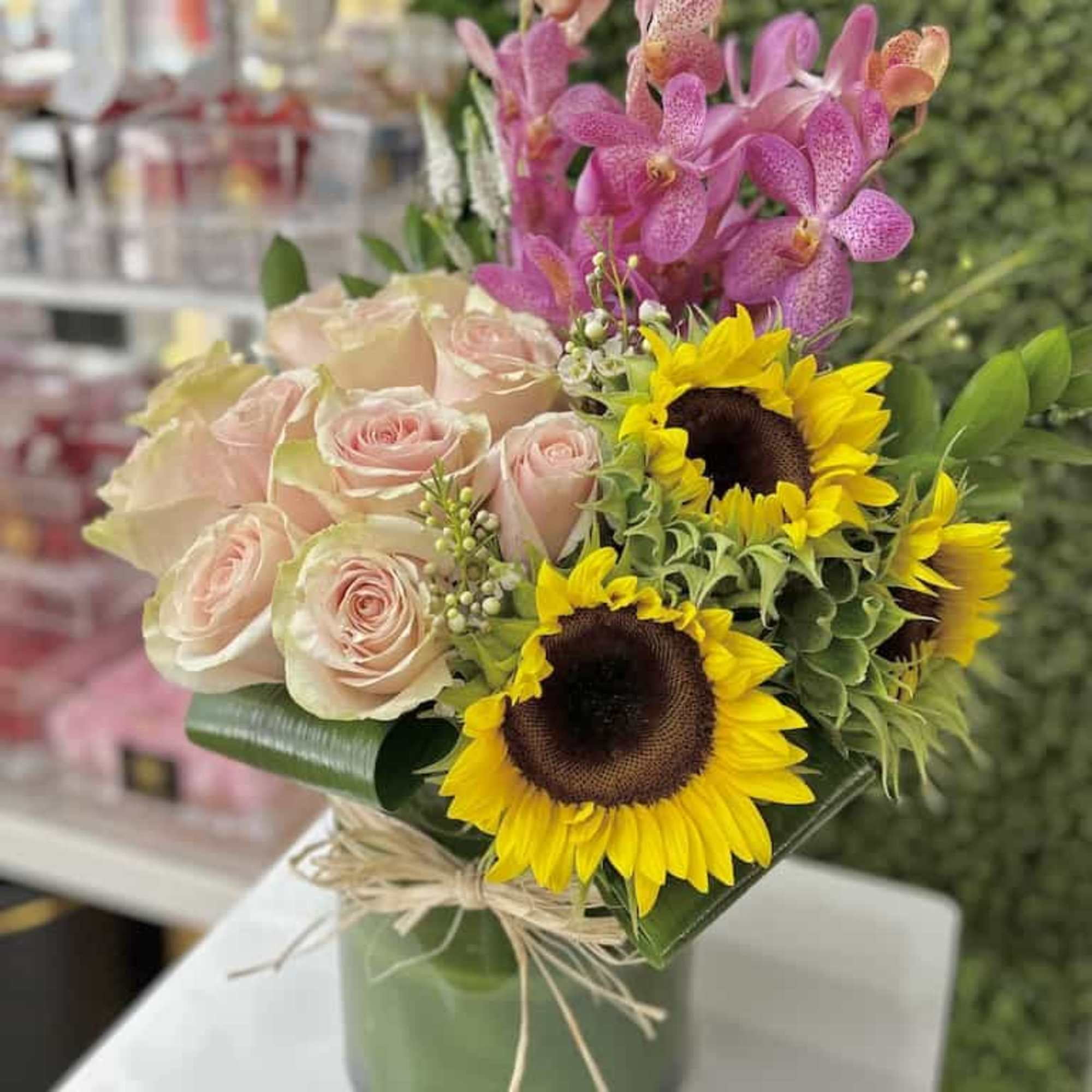 More Than Flowers Bright Sunflowers Bouquet - Light Pink - Walmart.com