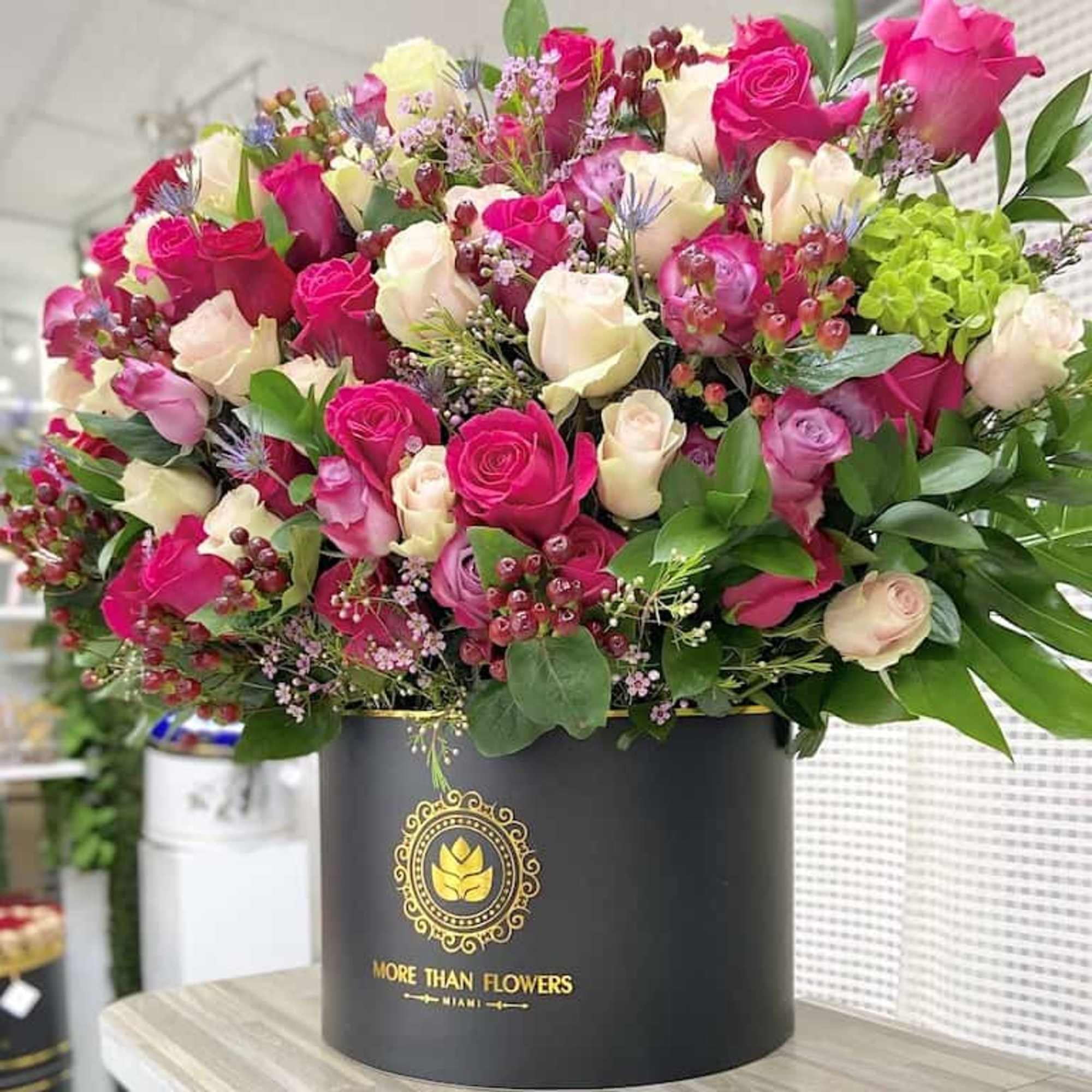 More Than Flowers Crazy About You Flowers Bouquet - Black Box, Hot Pink/Light Pink - Walmart.com