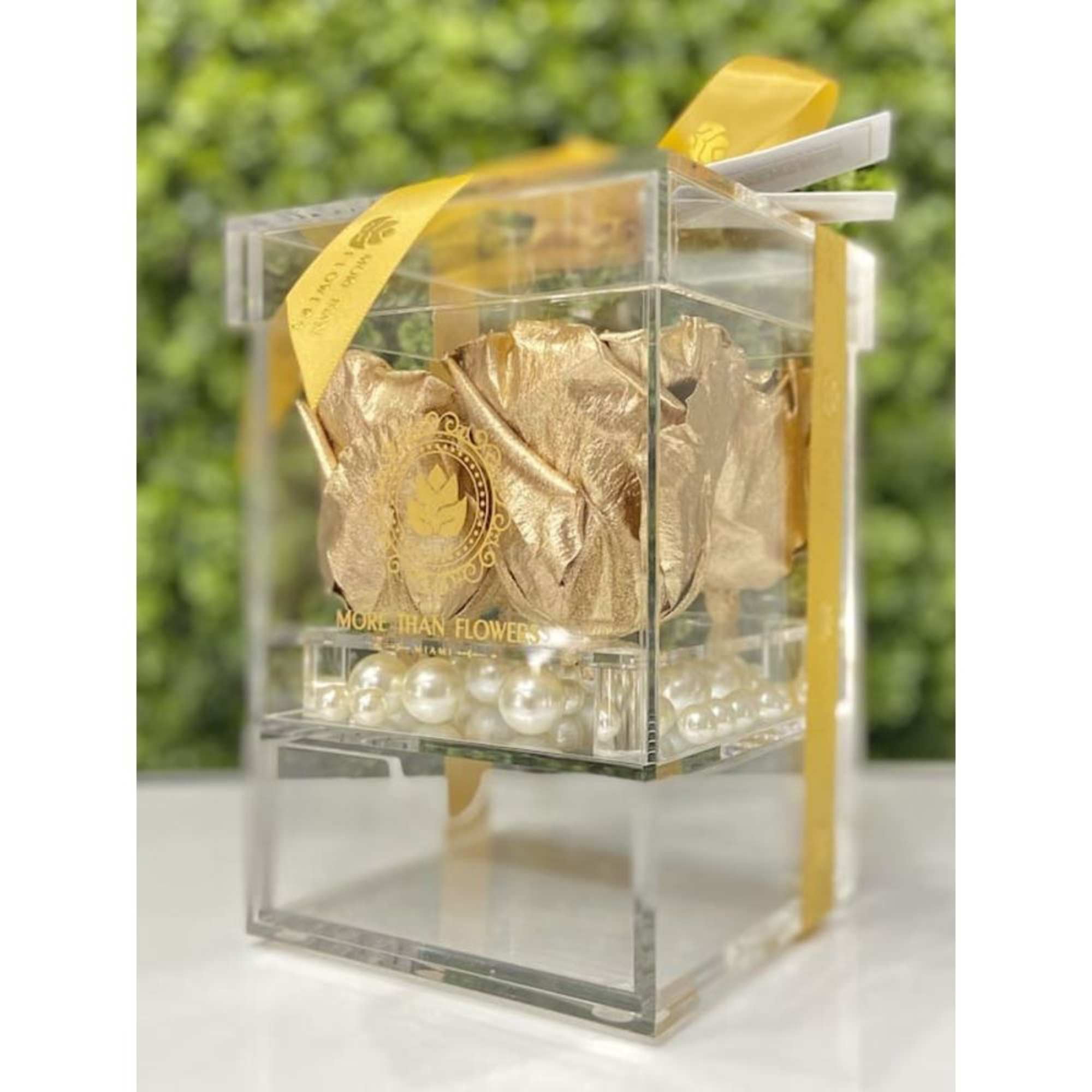 More Than Flowers Eternal Roses Acrylic Box (4 Roses) - Gold - Walmart.com