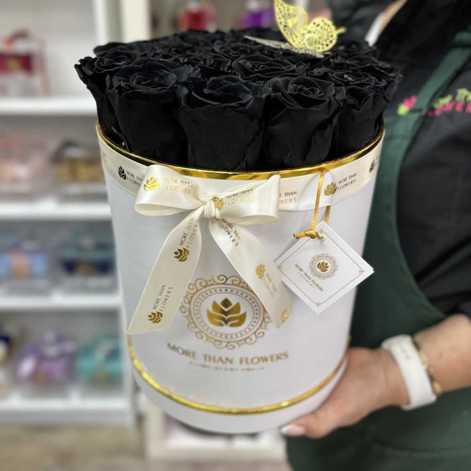 More Than Flowers Eternal Roses Round Box - White Box, Black - Walmart.com