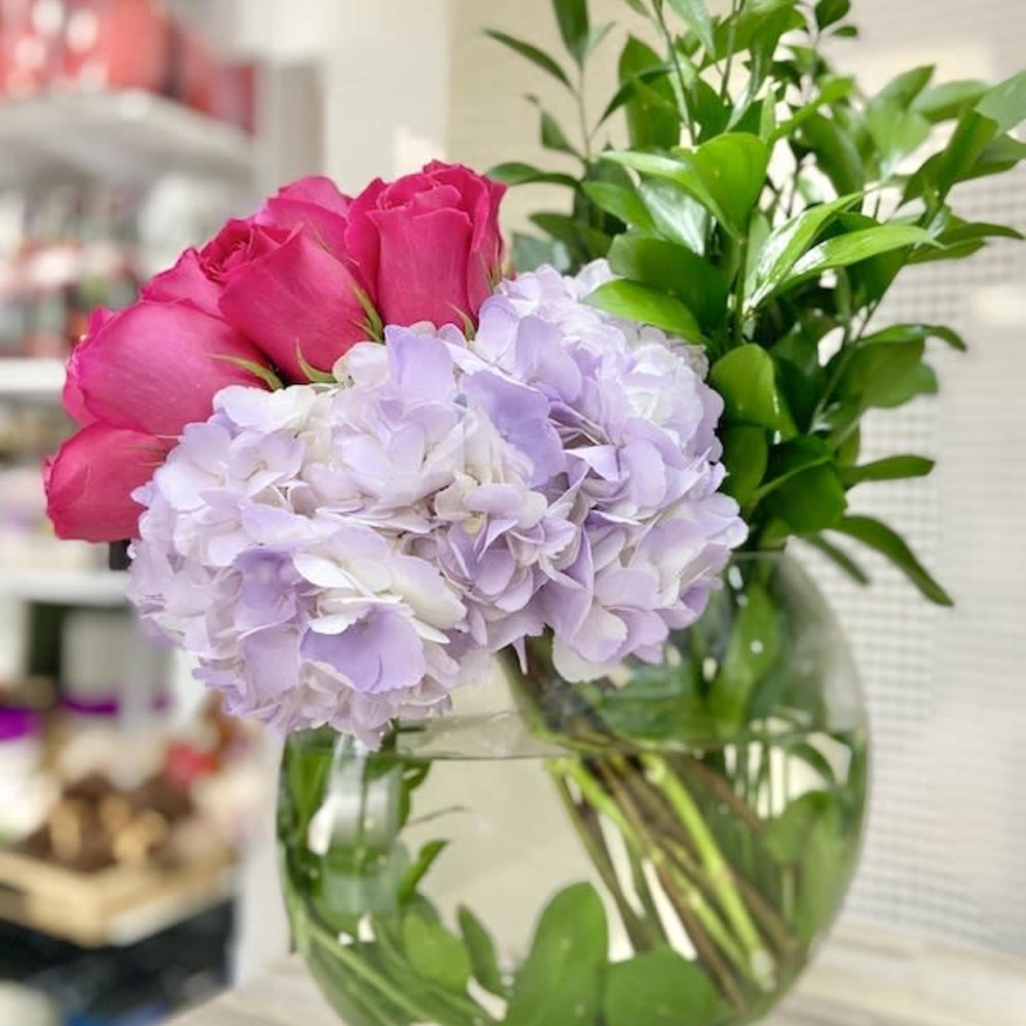 More Than Flowers Half Moon Roses Arrangement - Hot Pink - Standard ...