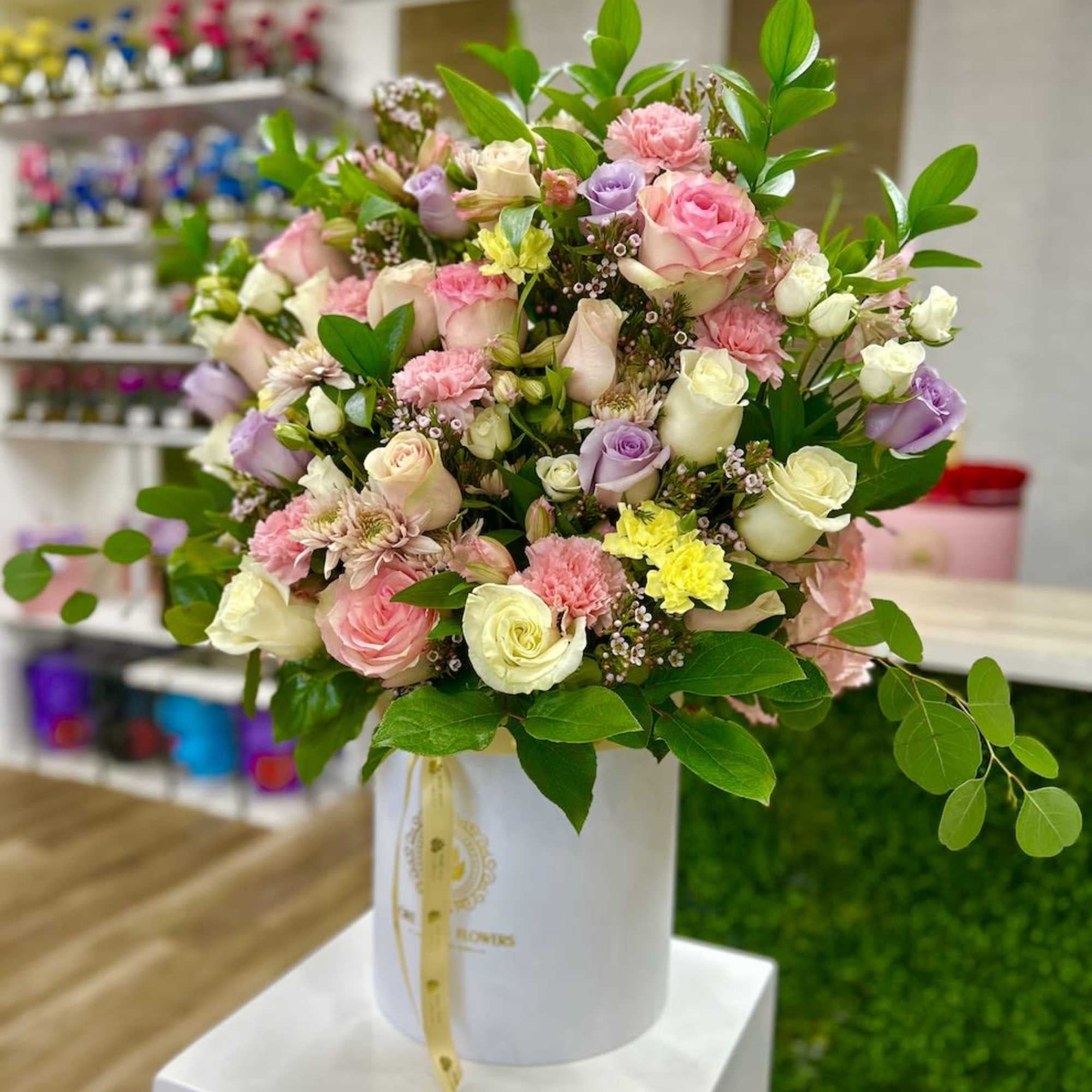 More Than Flowers The Duchess Flower Box - Light Pink Suede Box, Light ...