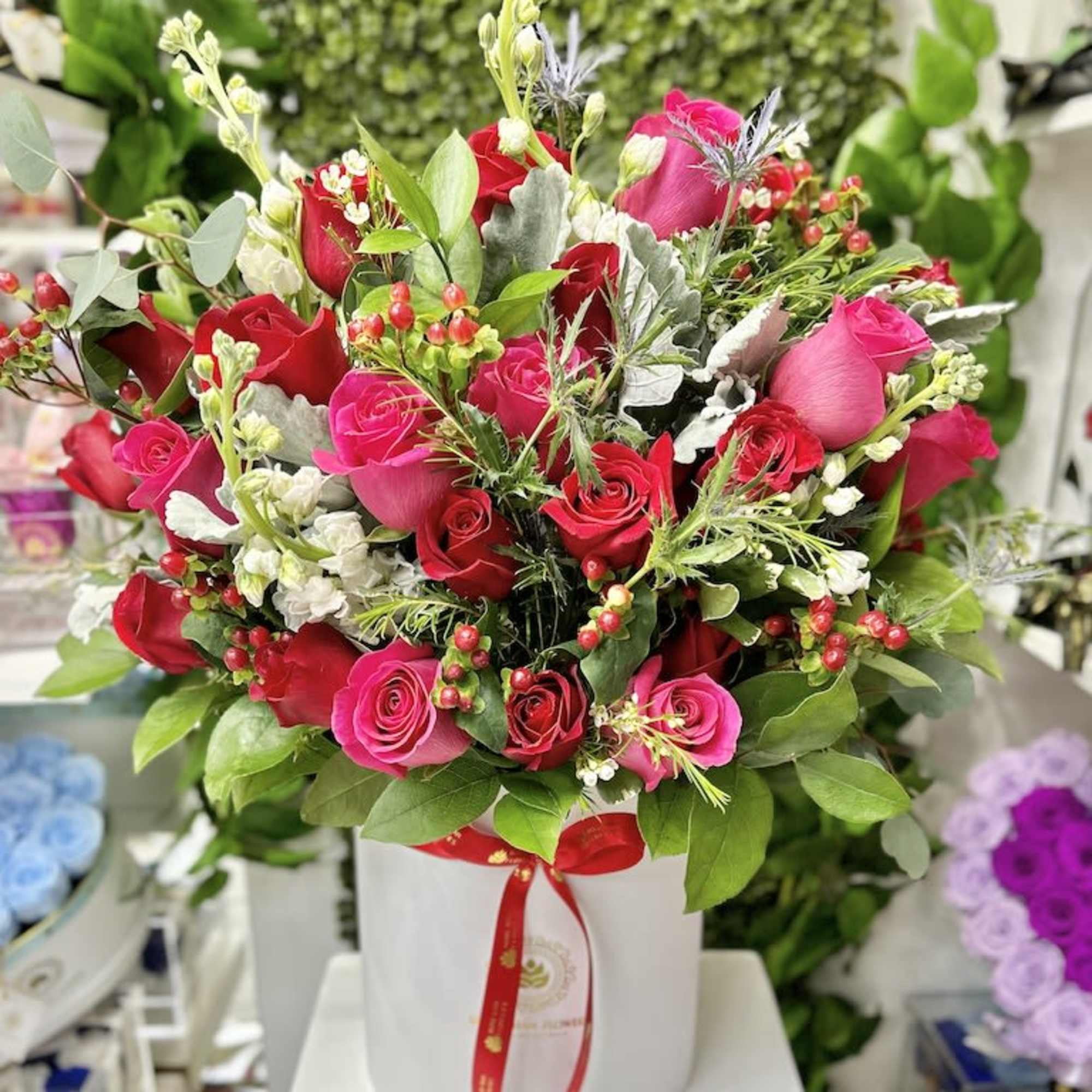 More Than Flowers The Duchess Flower Box - White Box, Red - Deluxe ...
