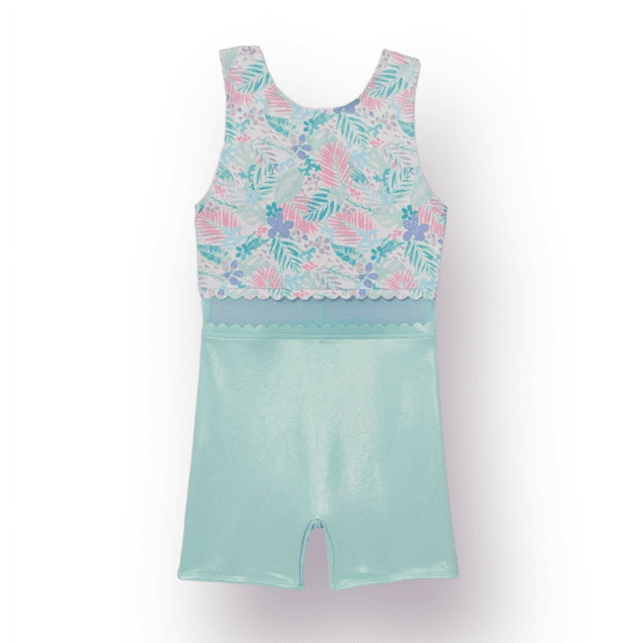 More Than Magic Girls Gymnastics Shortalls - Floral/Turquoise [Size XS ...