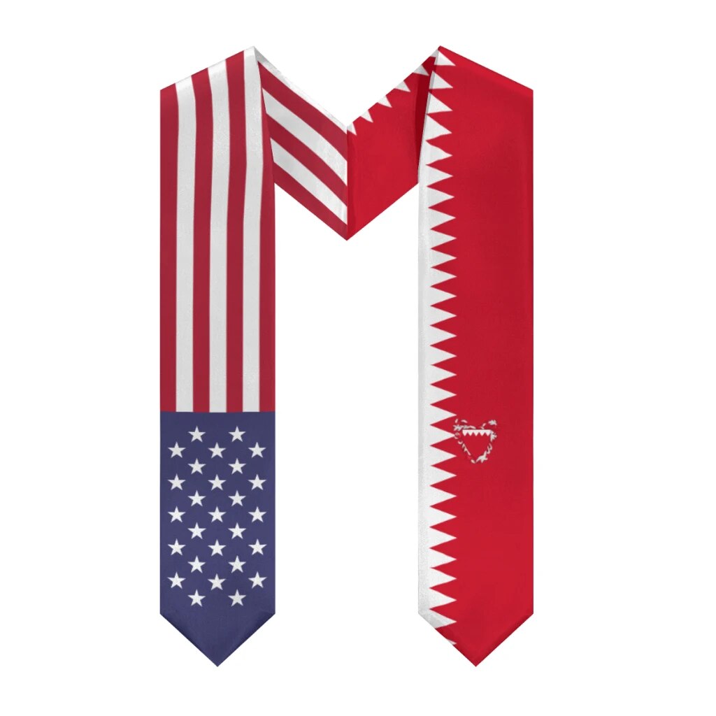 More design Graduation shawl Bahrain Flag & United States Flag Stole ...