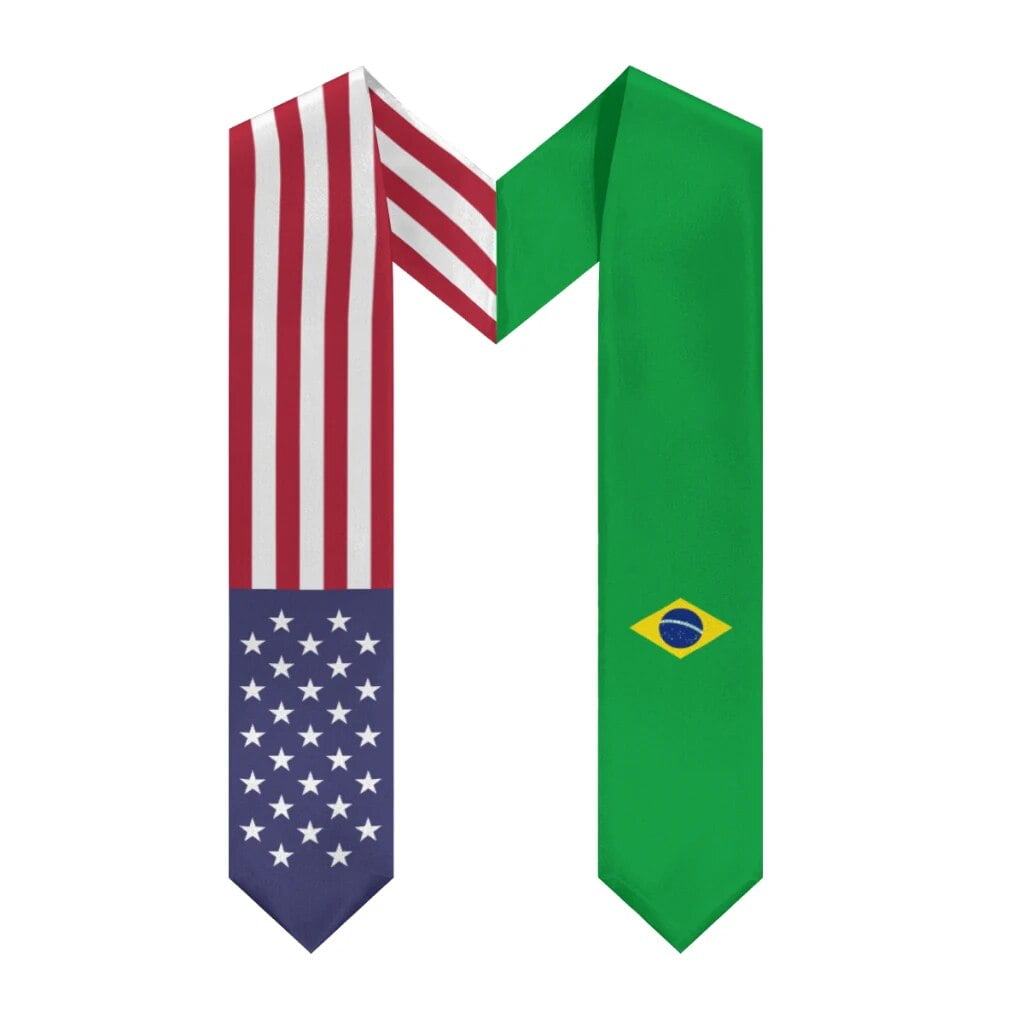 More design Graduation shawl Brazil Brasil & United States Flag Stole ...