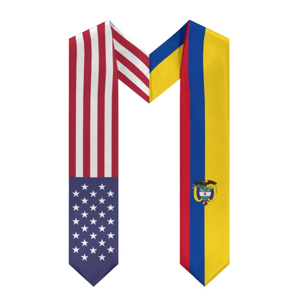 More design Graduation shawl Colombia & United States Flag Stole Sash ...