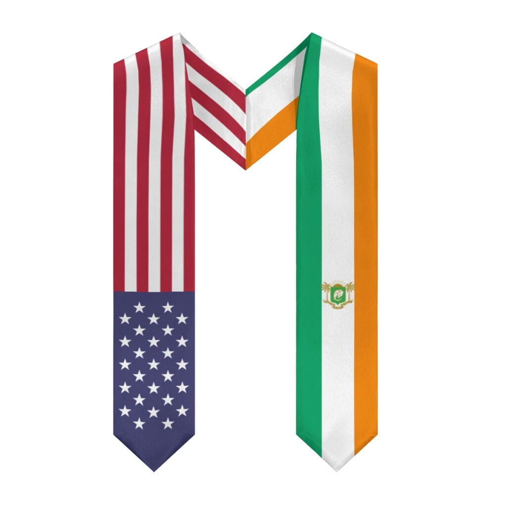 More design Graduation shawl Cote d'Ivoire Flag & United States Flag ...