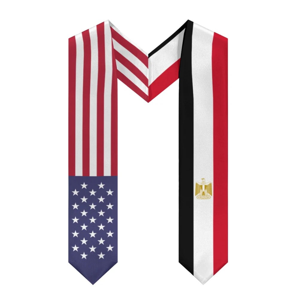 More design Graduation shawl Egypt Flag & United States Flag Stole Sash ...