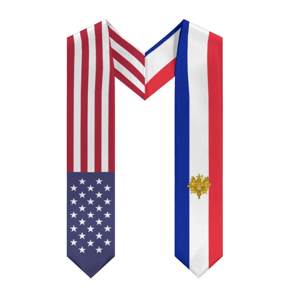 More design Graduation shawl France & United States Flag Stole Sash ...