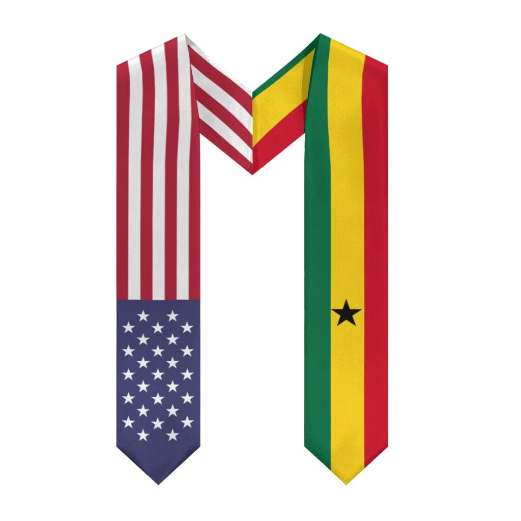 More design Graduation shawl Ghana & United States Flag Stole Sash ...