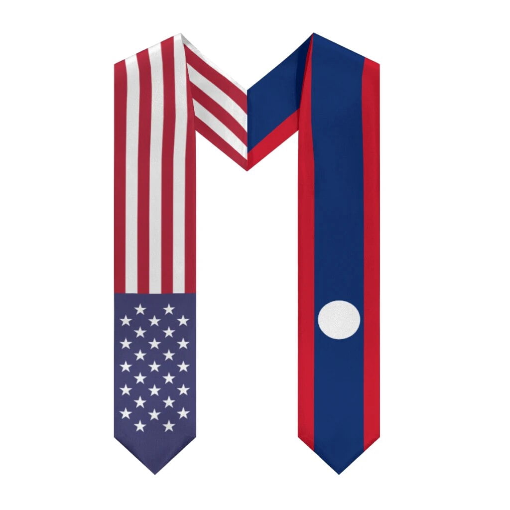 More design Graduation shawl Laos Flag & United States Flag Stole Sash ...