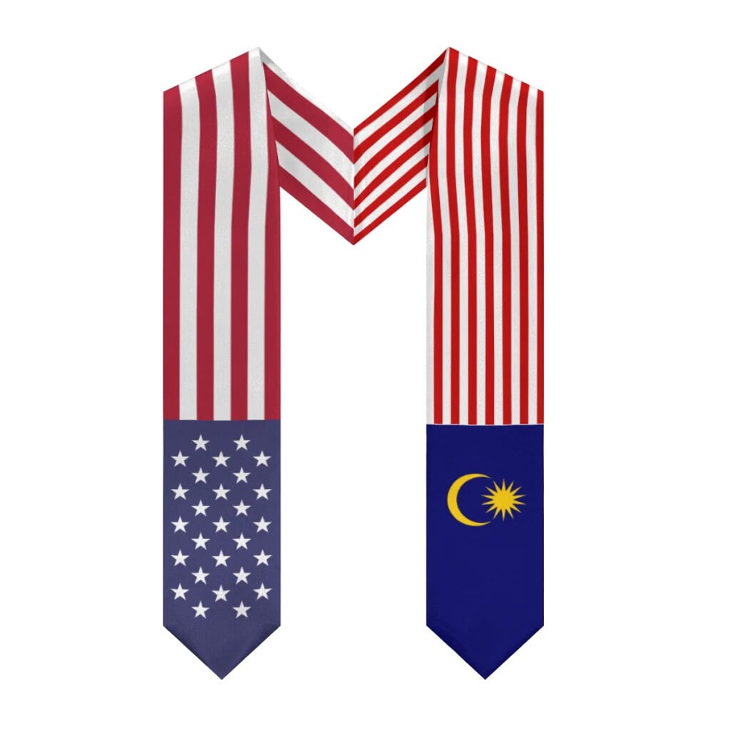More design Graduation shawl Malaysia Flag & United States Flag Stole ...
