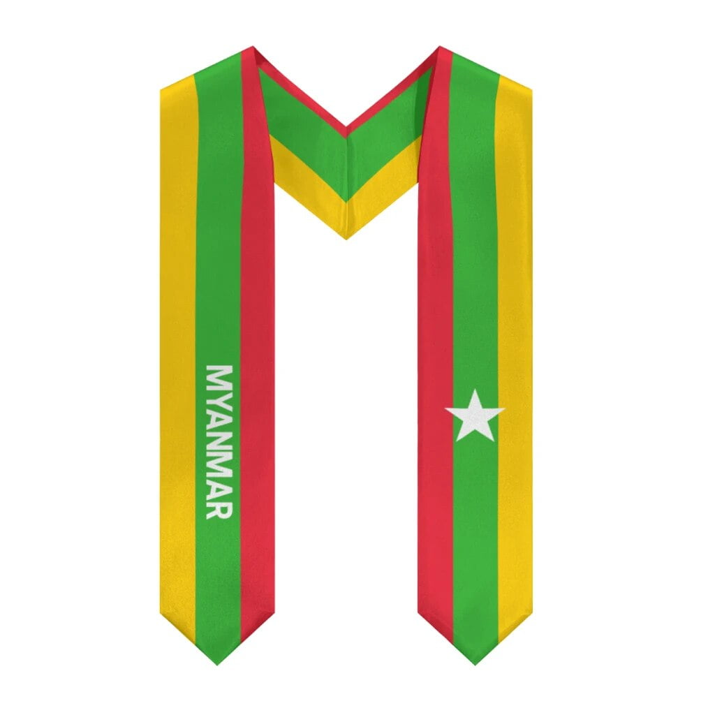 More design Graduation shawl Myanmar Flag & United States Flag Stole ...