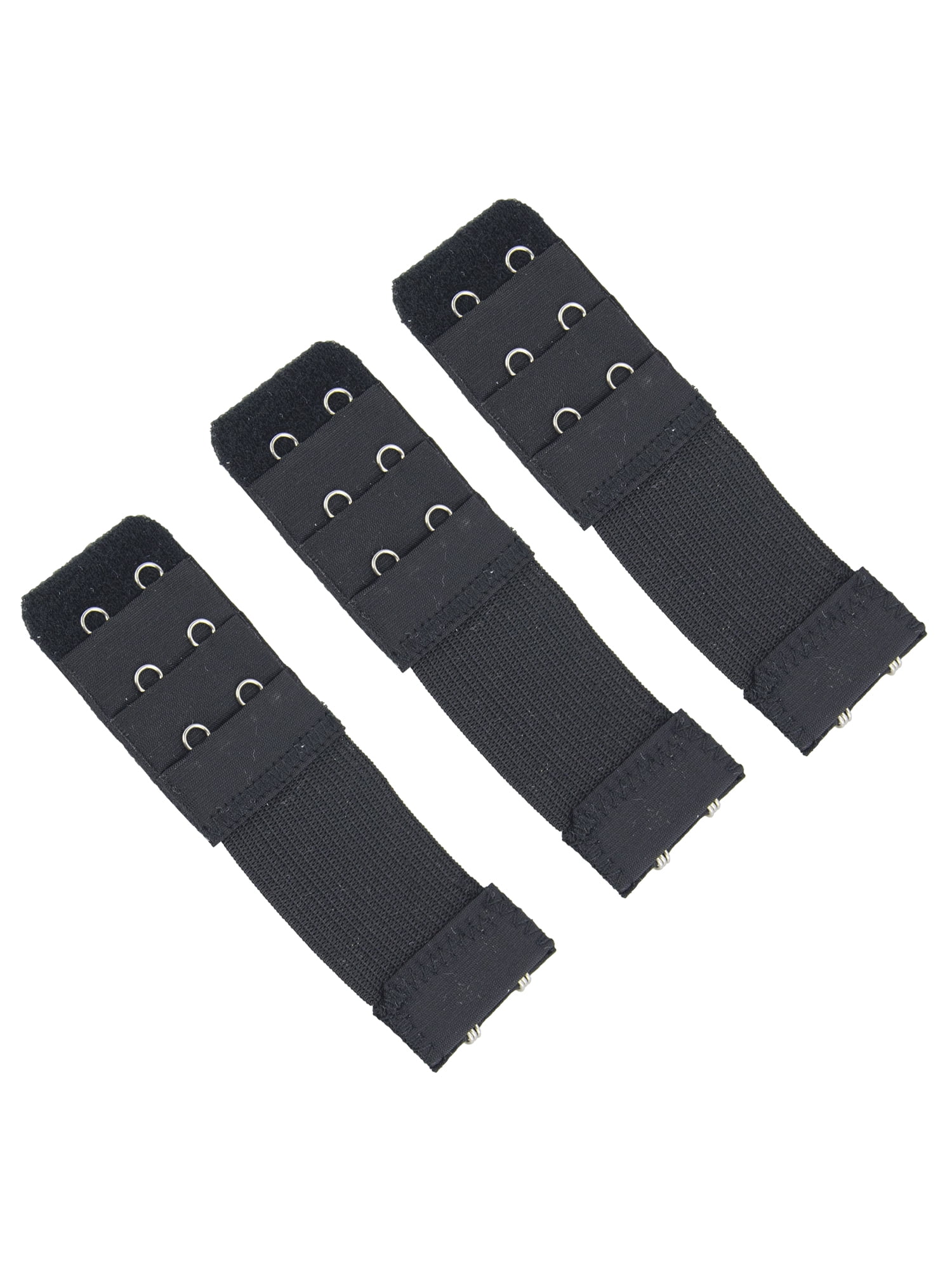 More of Me to Love 2-Hook Elastic Bra Band Extender, Black, 3-Pack ...