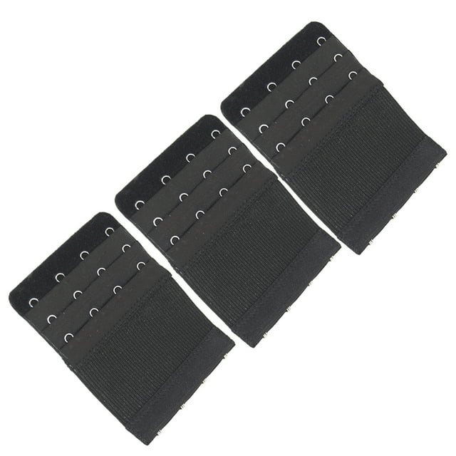 More of Me to Love 4-Hook Stretch Elastic Bra Extender, Black, 3-Pack ...