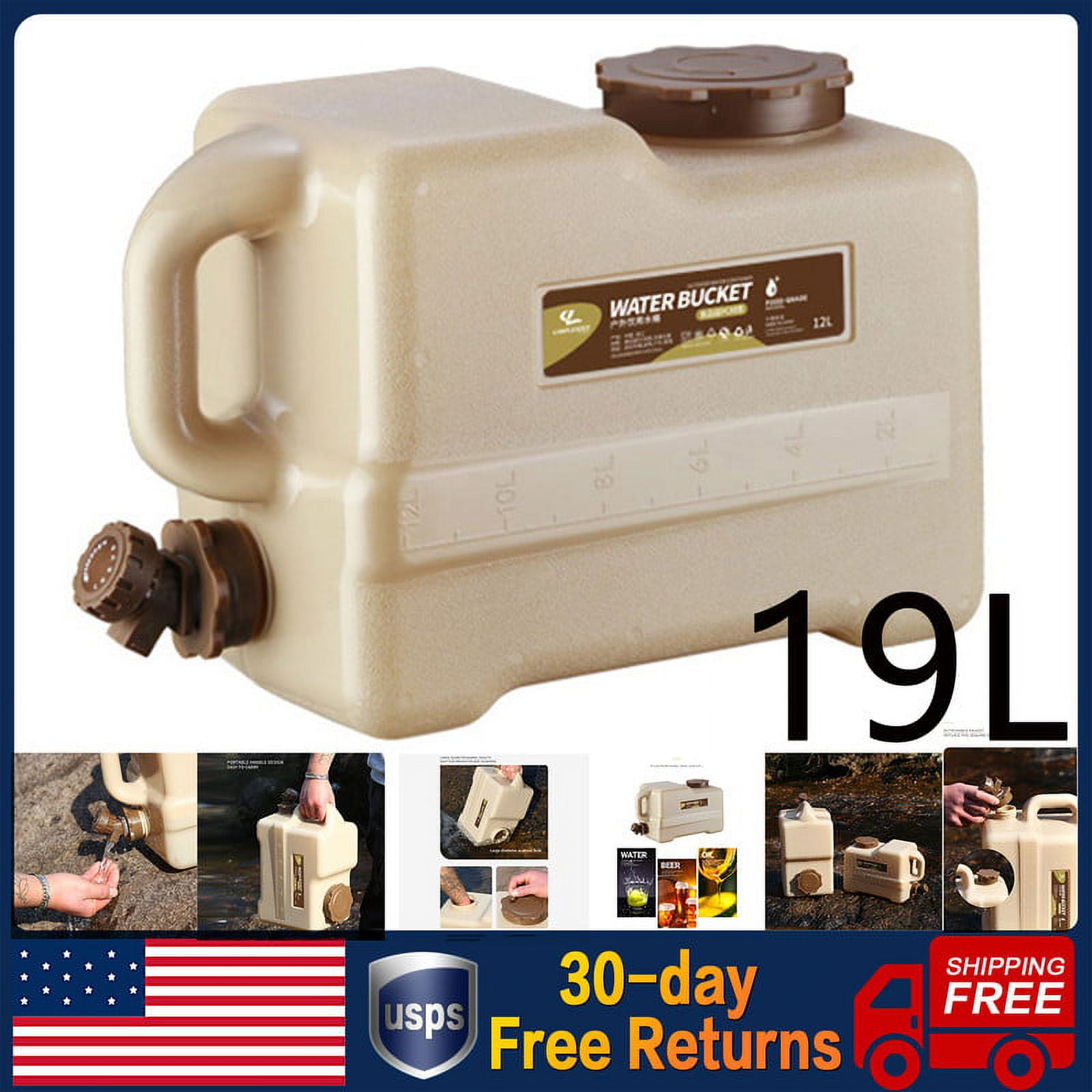 MoreChioce 19L Water Container Storage Carrier with Faucet Portable Bucket for Camping ...
