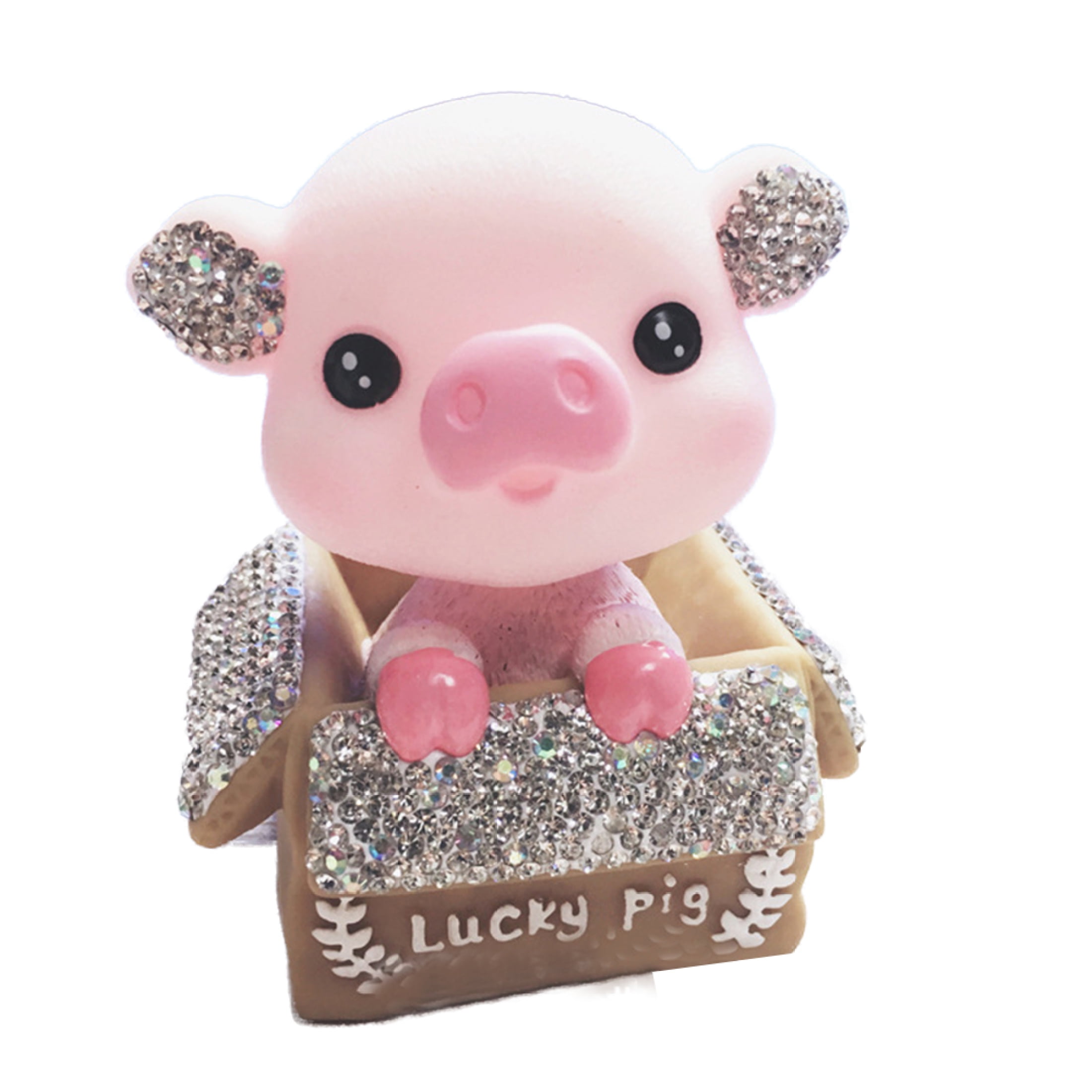 MoreChioce Car Piggy Shaking Head Ornament Diamond-Encrusted Creative ...