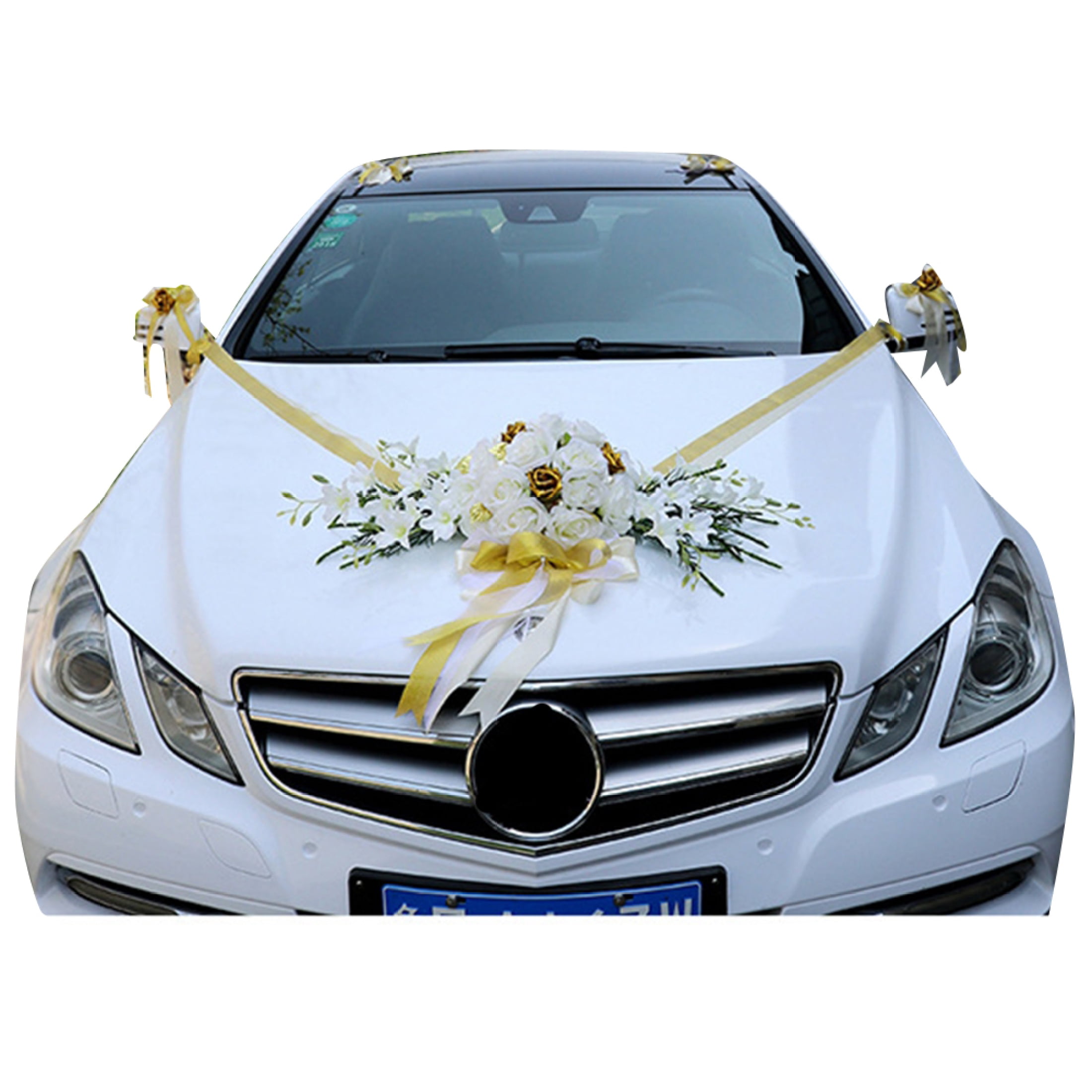 MoreChioce Ribbon Flowers Wedding Car Decoration Bow Artificial Rose ...