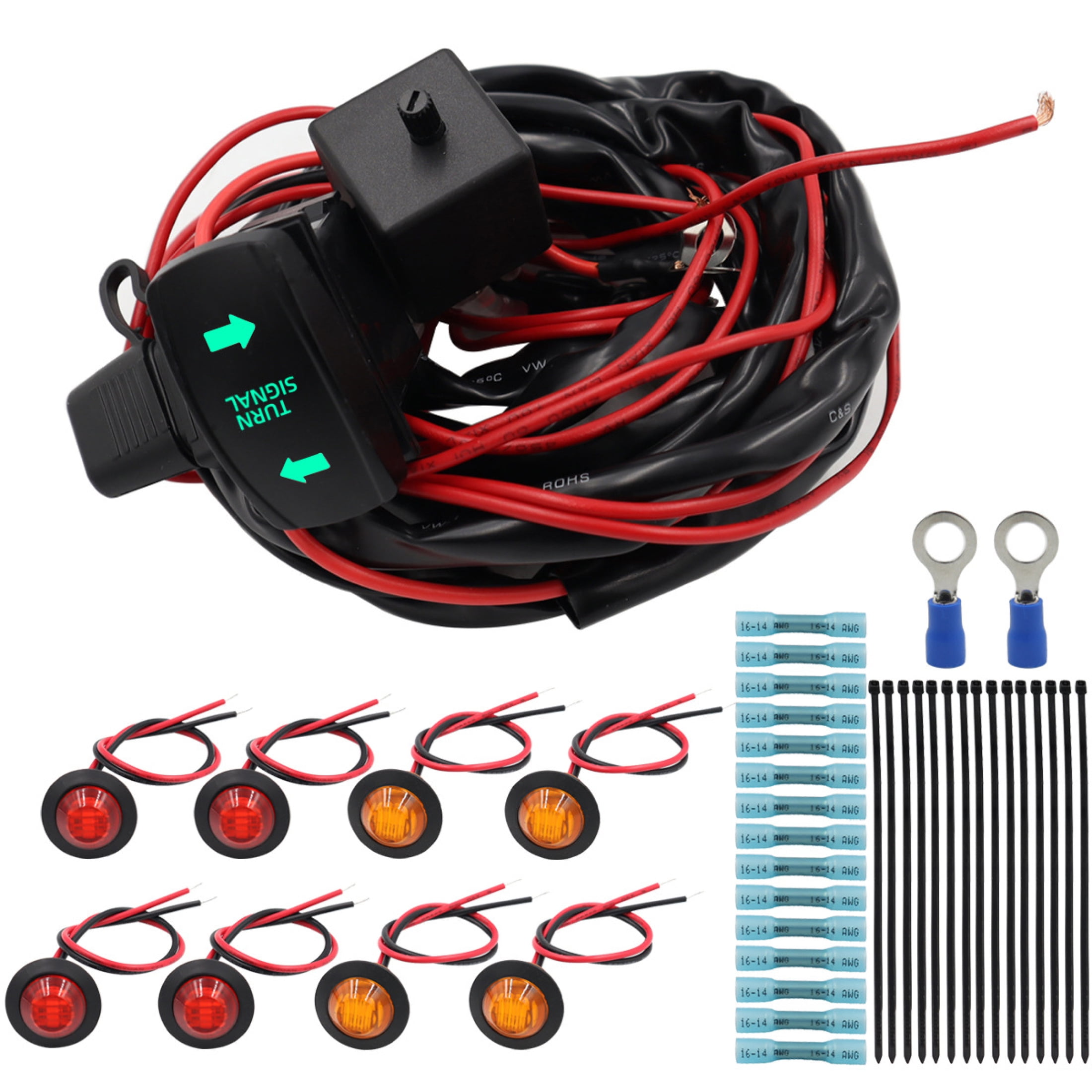 MoreChioce UTV ATV Turn Signal Kit Led Rocker Switch Turn Signal Lights ...