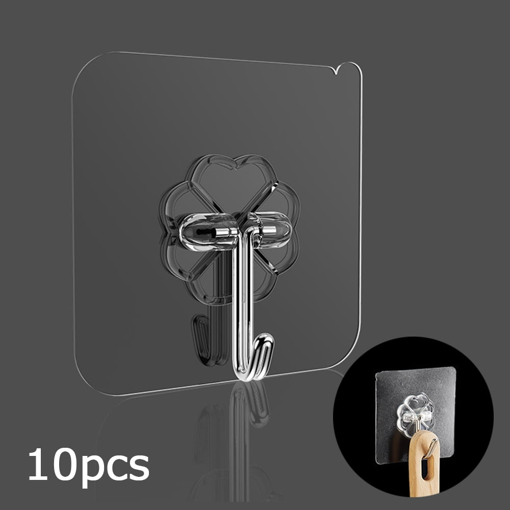 MoreFarther Self Adhesive Wall Hooks, Small Clear Utility Hooks Hold 13 ...