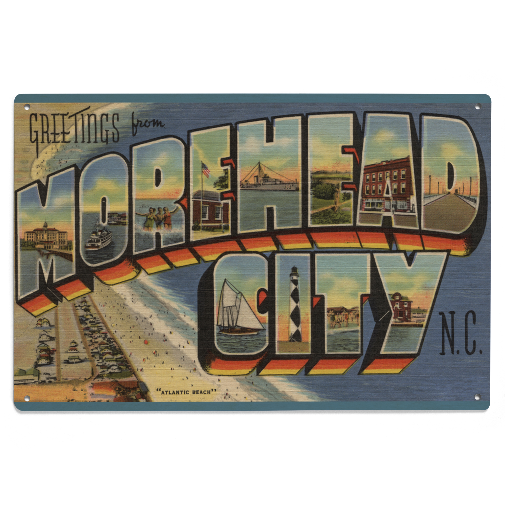 Morehead City, North Carolina, Large Letter Scenes Birch Wood Wall Sign ...