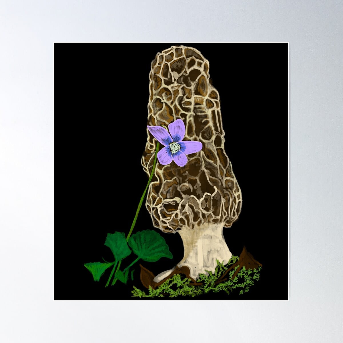 Morel With Violet Jamie'S Hand-Drawn Poster Wall Art, Modern Wall Decor ...