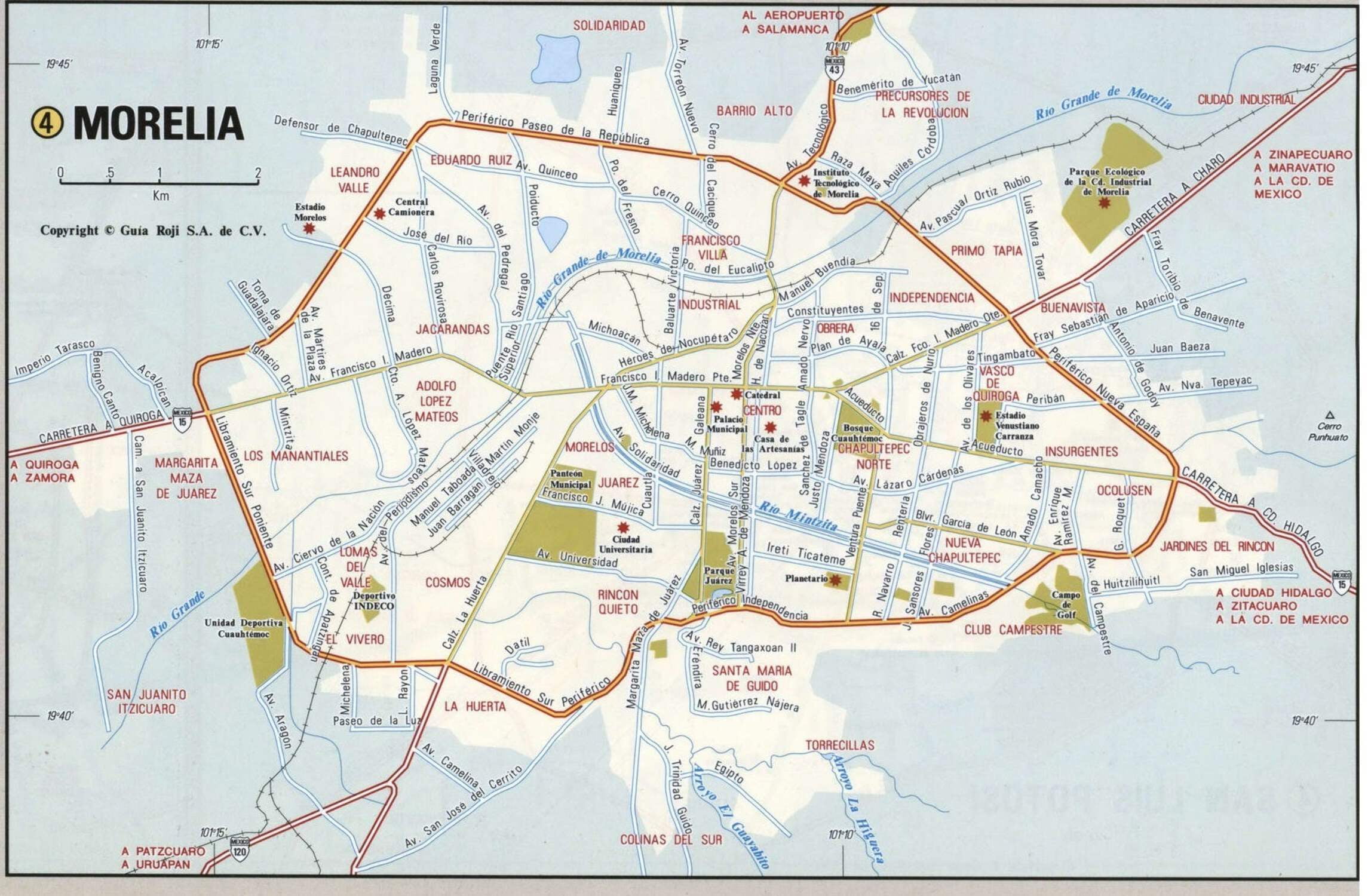 Morelia Mexico Road Map Glossy Poster Picture Photo Print Banner ...