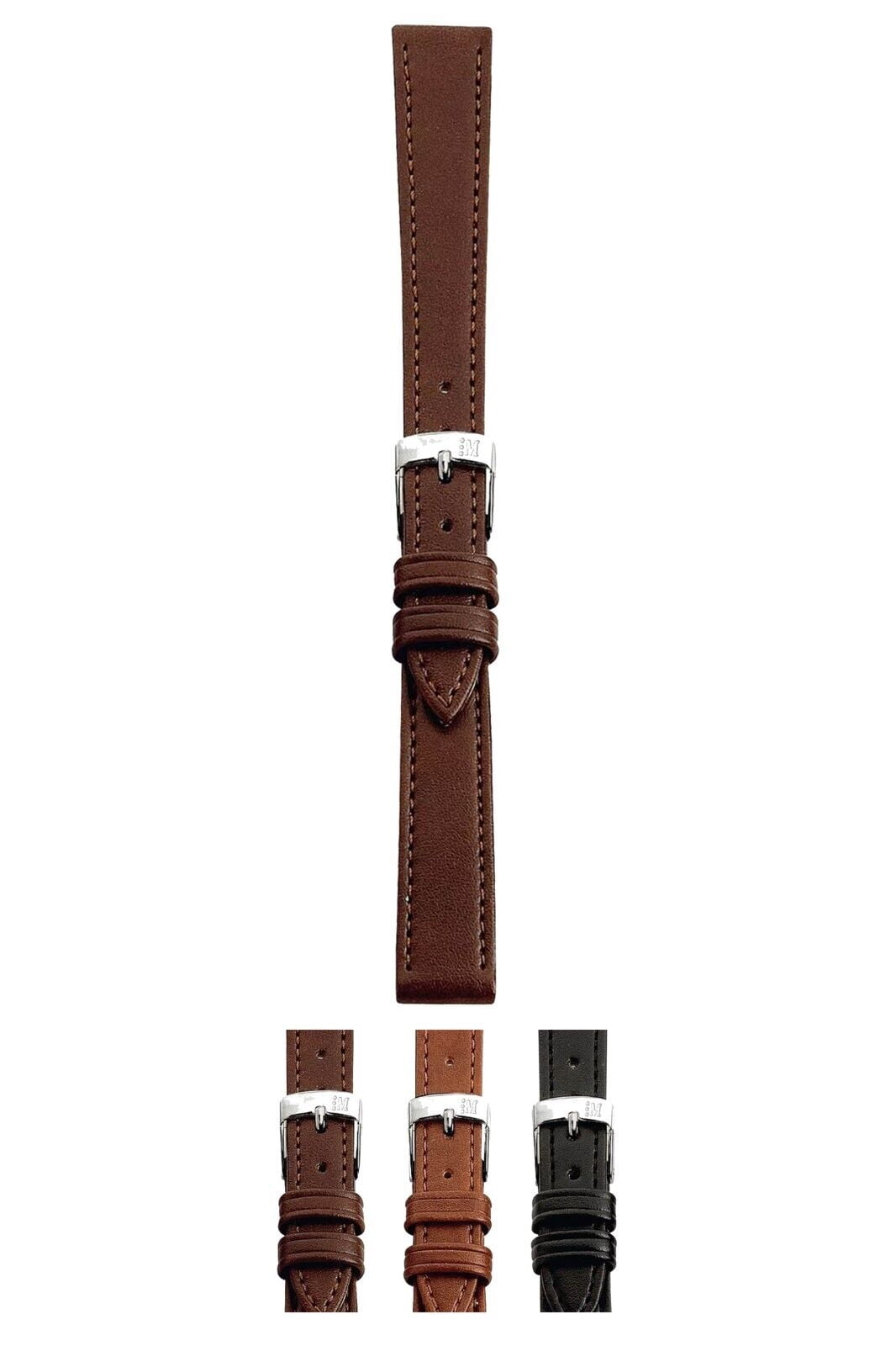 Morellato Point Calfgrain Vegan Leather Watch Strap - Dark Brown - 16mm ...