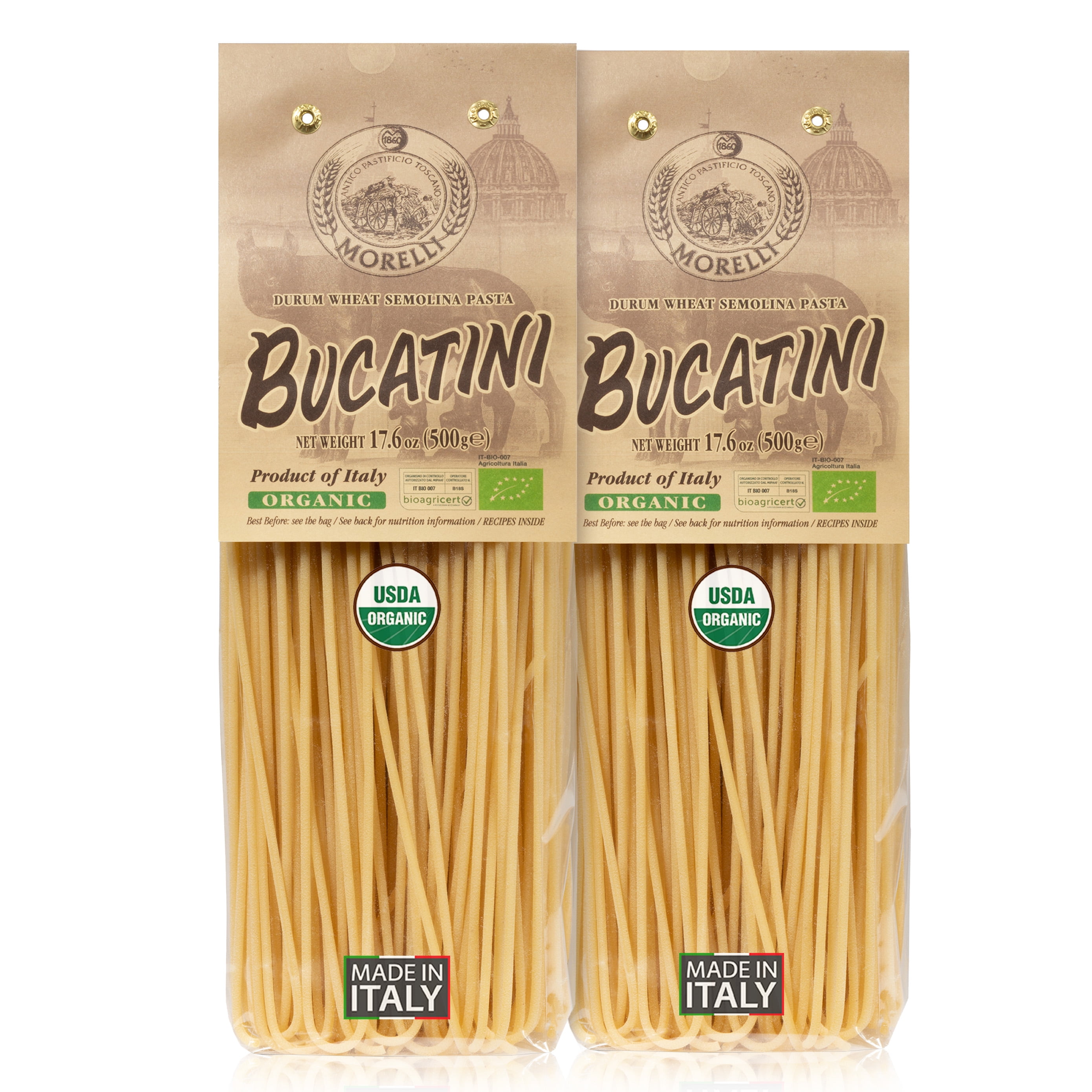 Morelli Bucatini Pasta - Authentic Italian Tube Pasta, High Protein ...