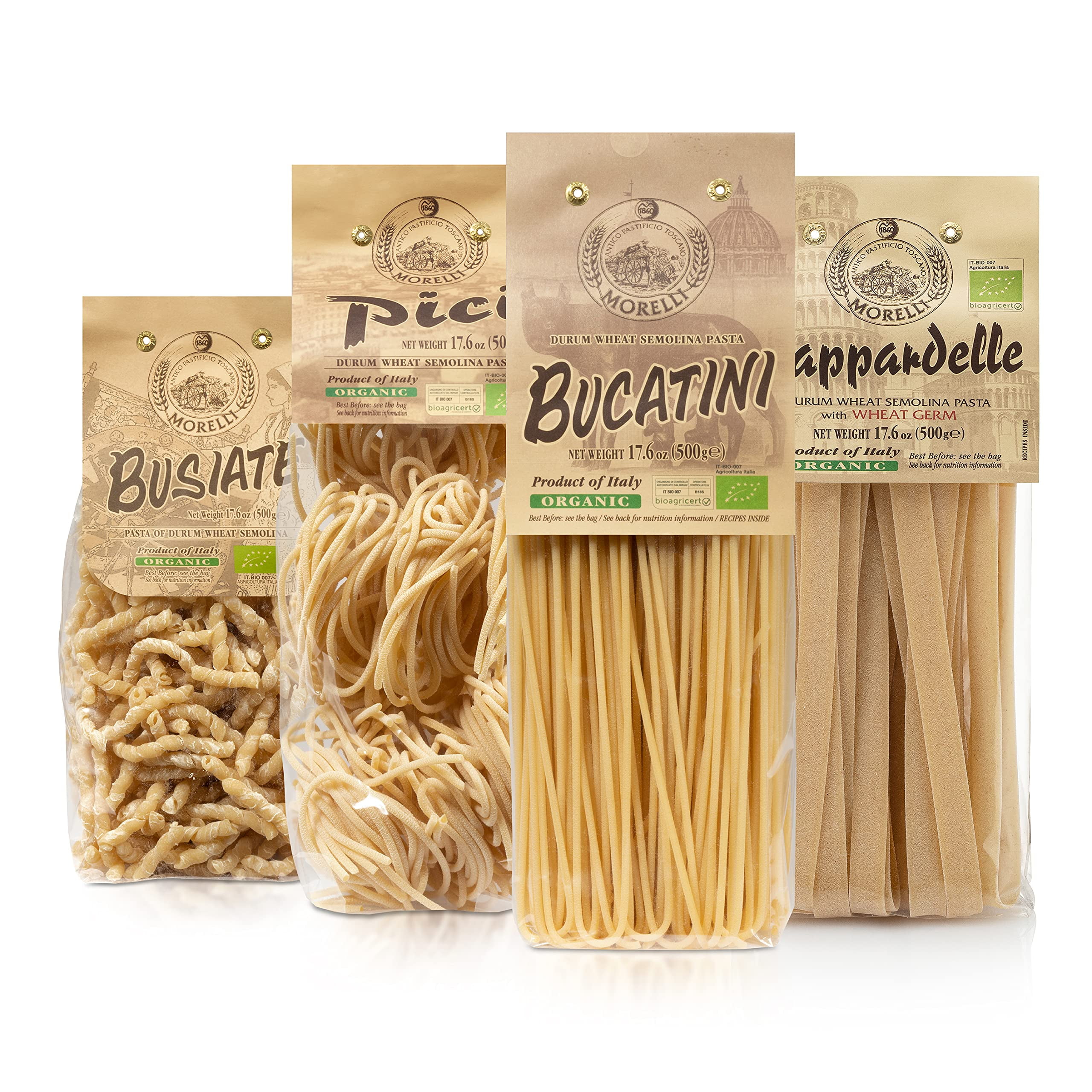 Morelli Busiate, Pappardelle, Pici, and Bucatini Pasta Variety Pack ...