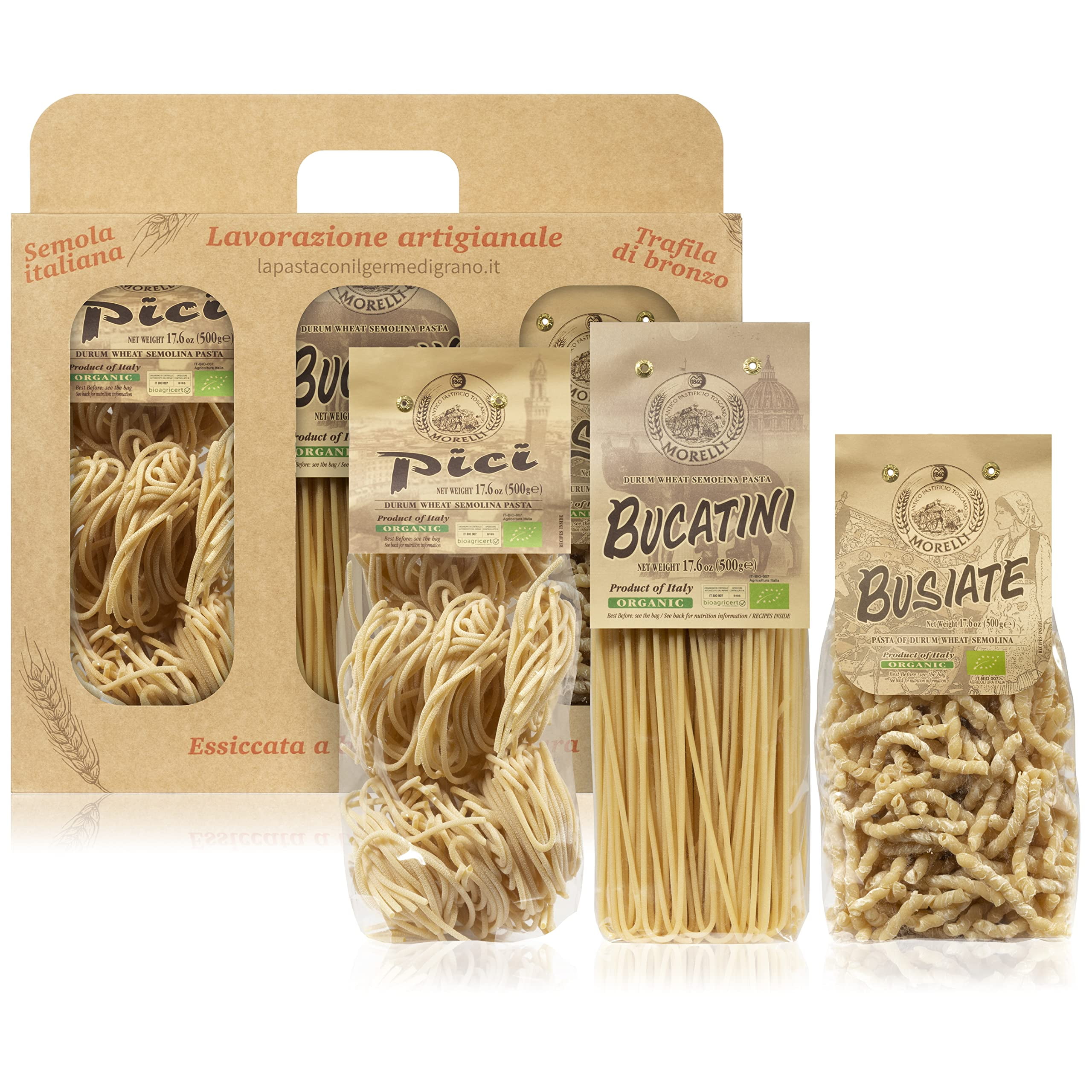 Morelli Busiate, Pici, and Bucatini Organic Pasta Variety Pack ...