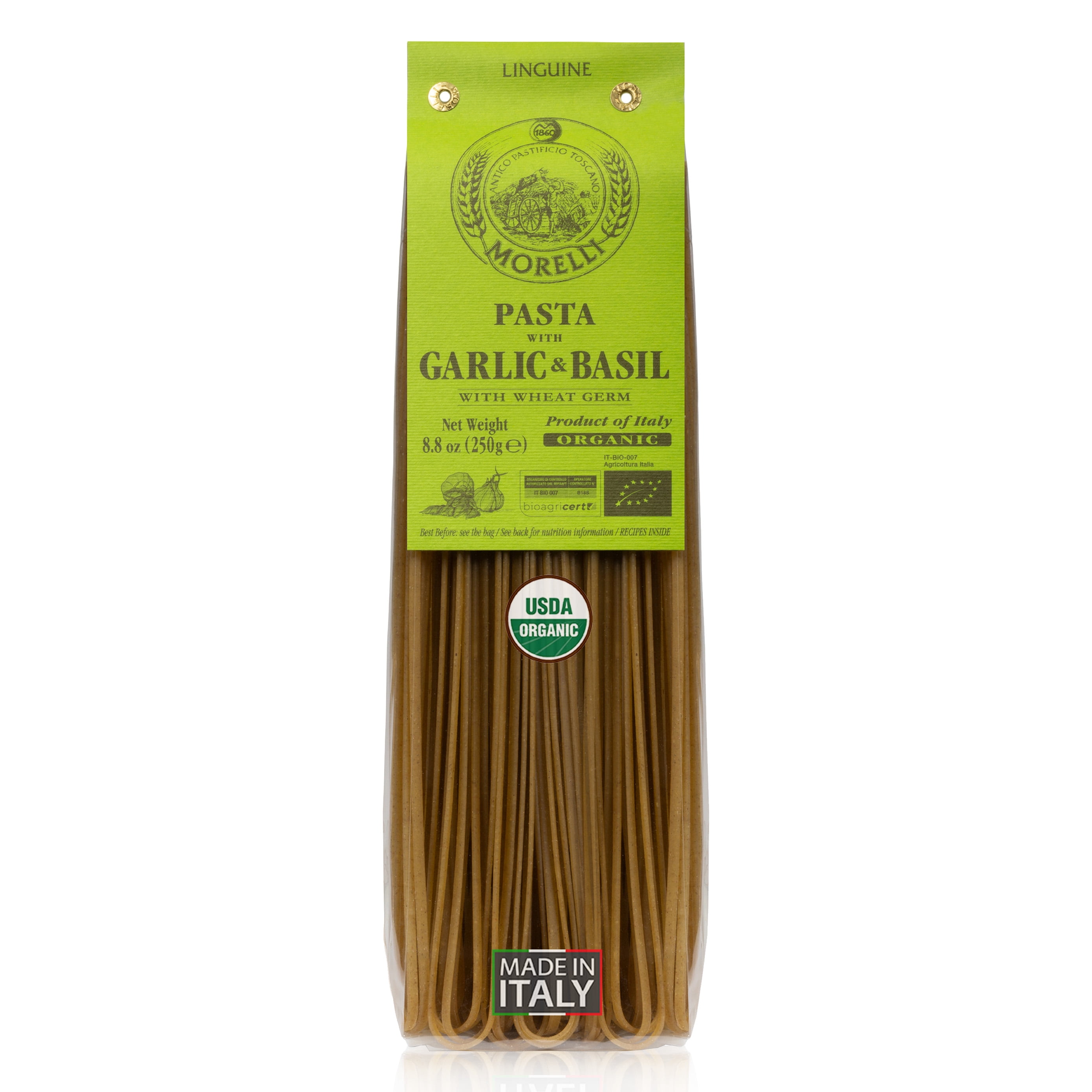 Morelli Organic Garlic and Basil Linguine Pasta - Gourmet Noodles ...