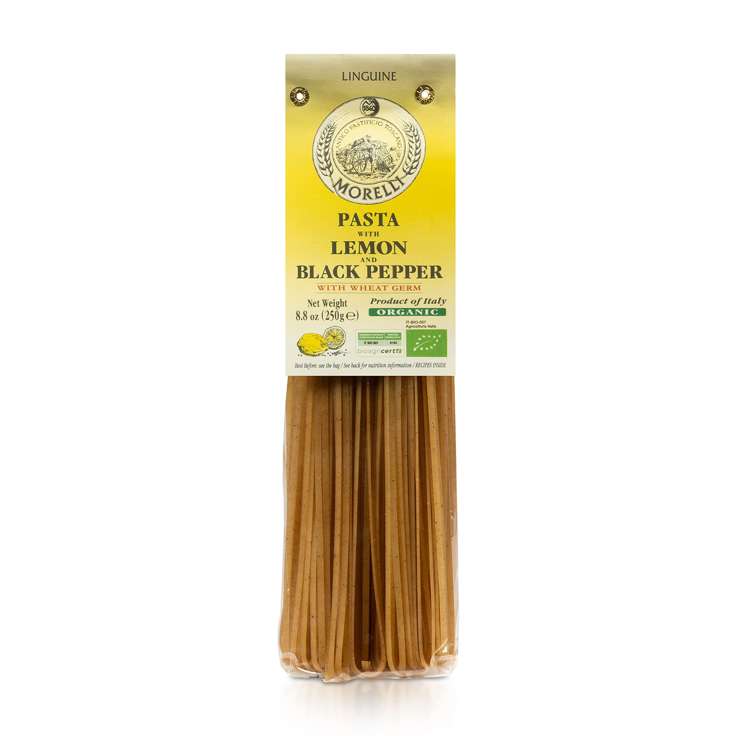 Morelli Lemon Pepper Linguine Pasta with Wheat Germ - Linguine Organic ...