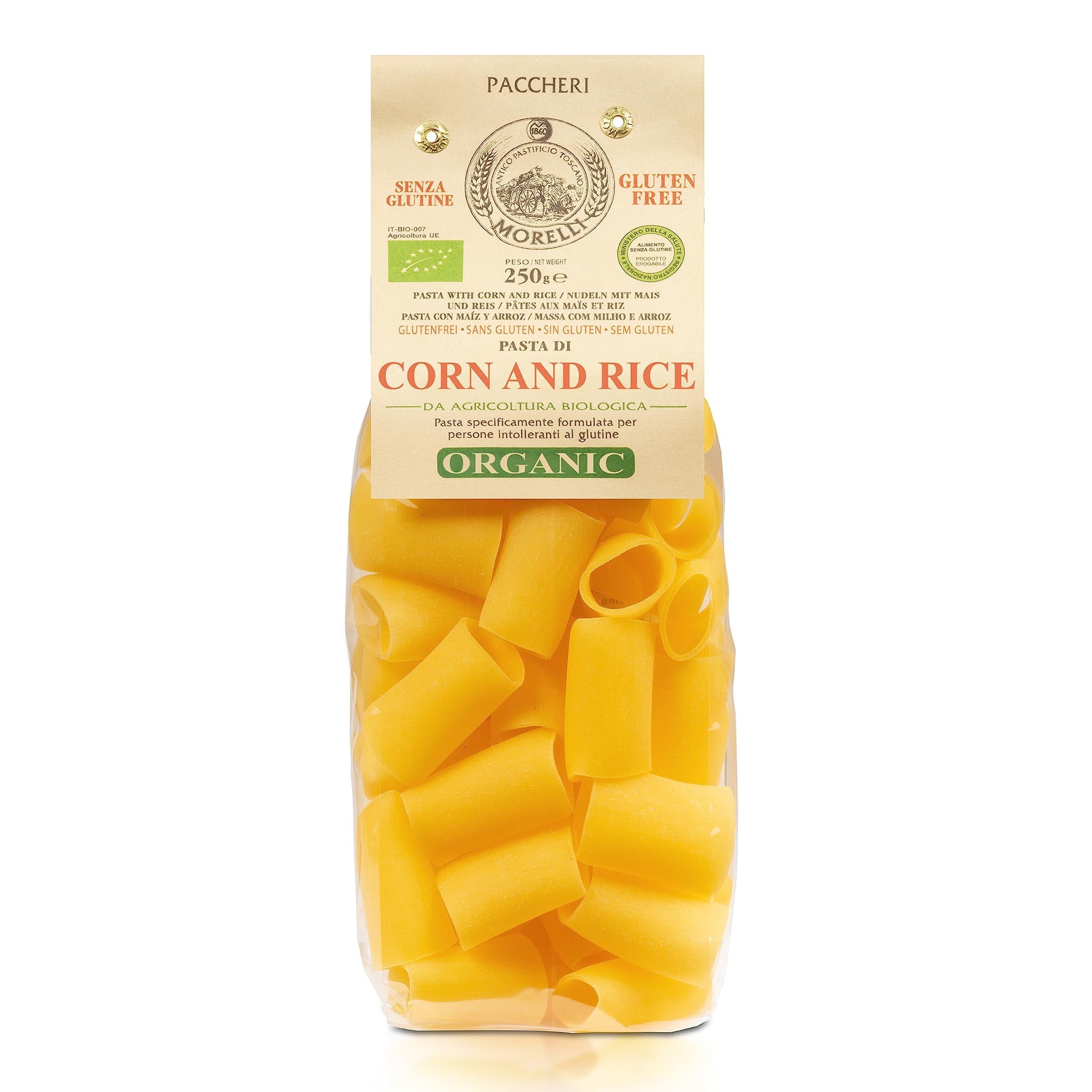 Morelli Organic Gluten-Free Pasta, RRF12 Paccheri - Italian Gourmet ...