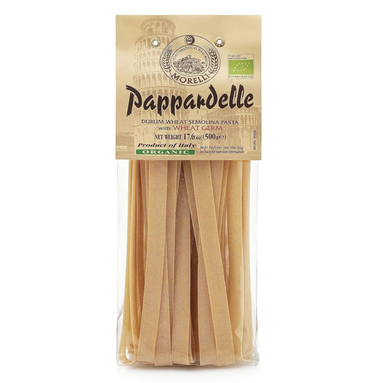 Morelli Organic Pappardelle Pasta Noodles - Imported Pasta from Italy ...
